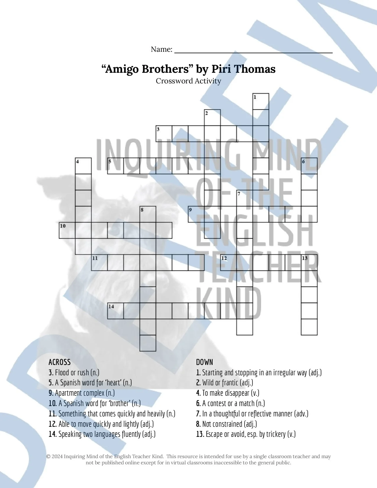 "Amigo Brothers" by Piri Thomas Quiz, Close Reading Worksheet, and ...