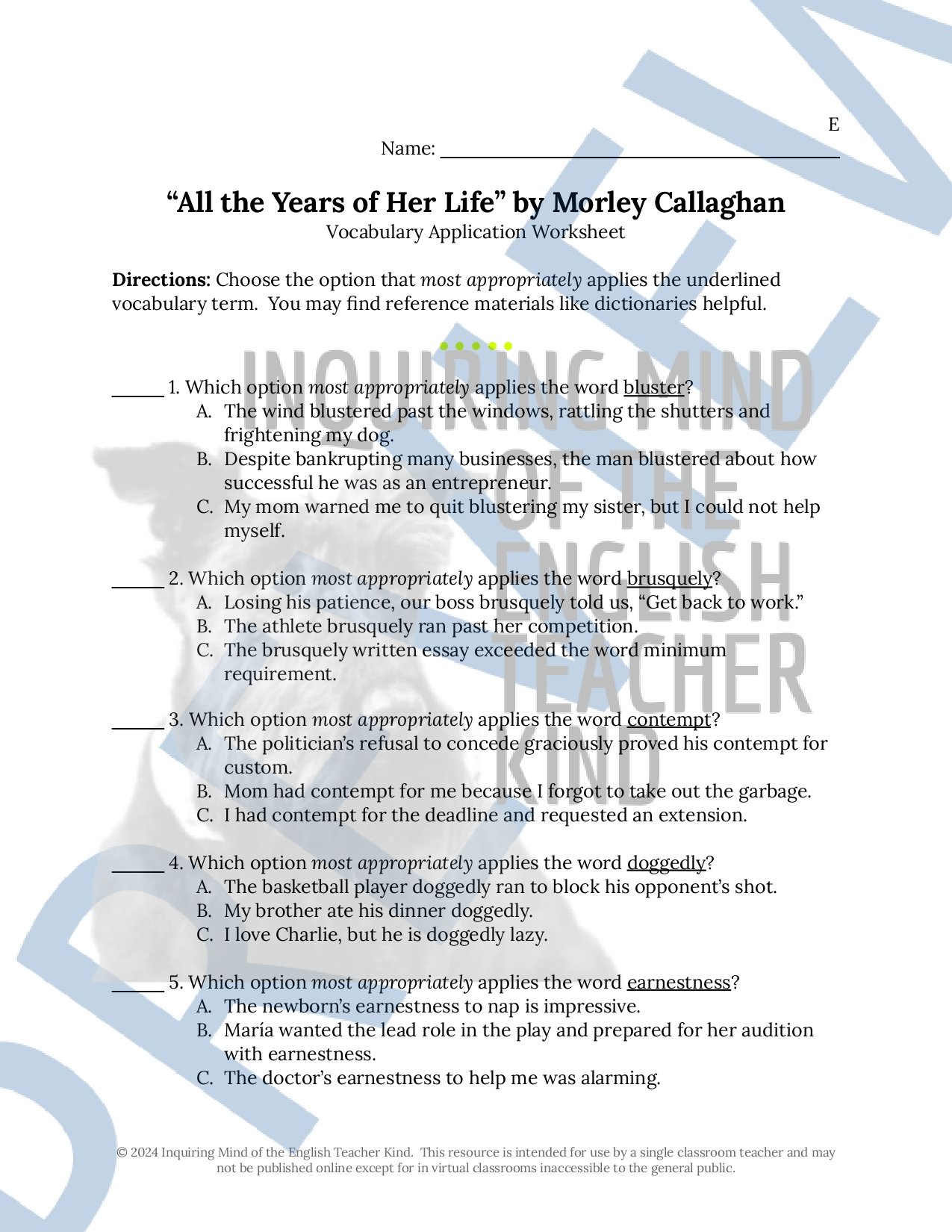 "All the Years of Her Life" by Morley Callaghan Quiz, Close Reading ...
