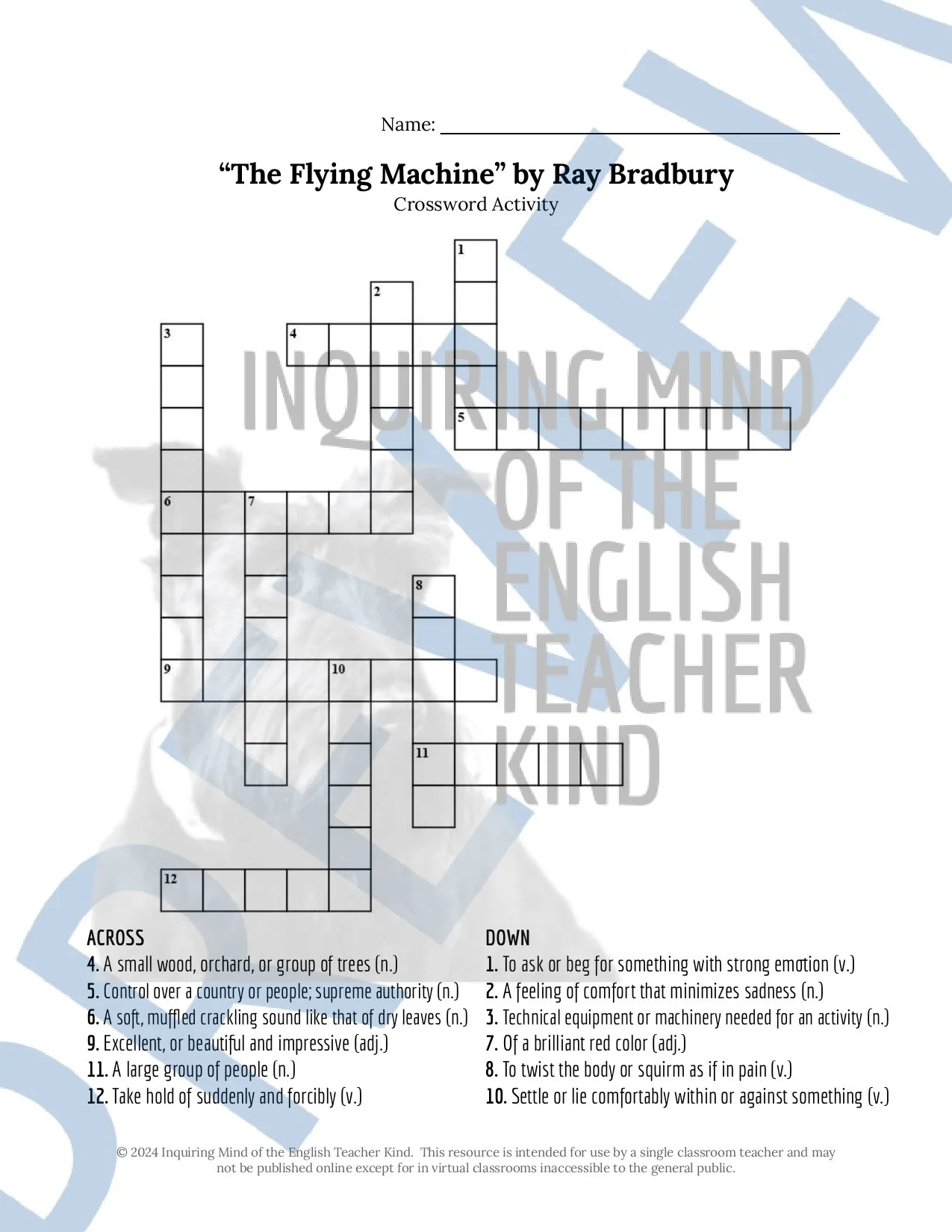 "The Flying Machine" by Ray Bradbury Quiz, Close Reading Activity, and ...