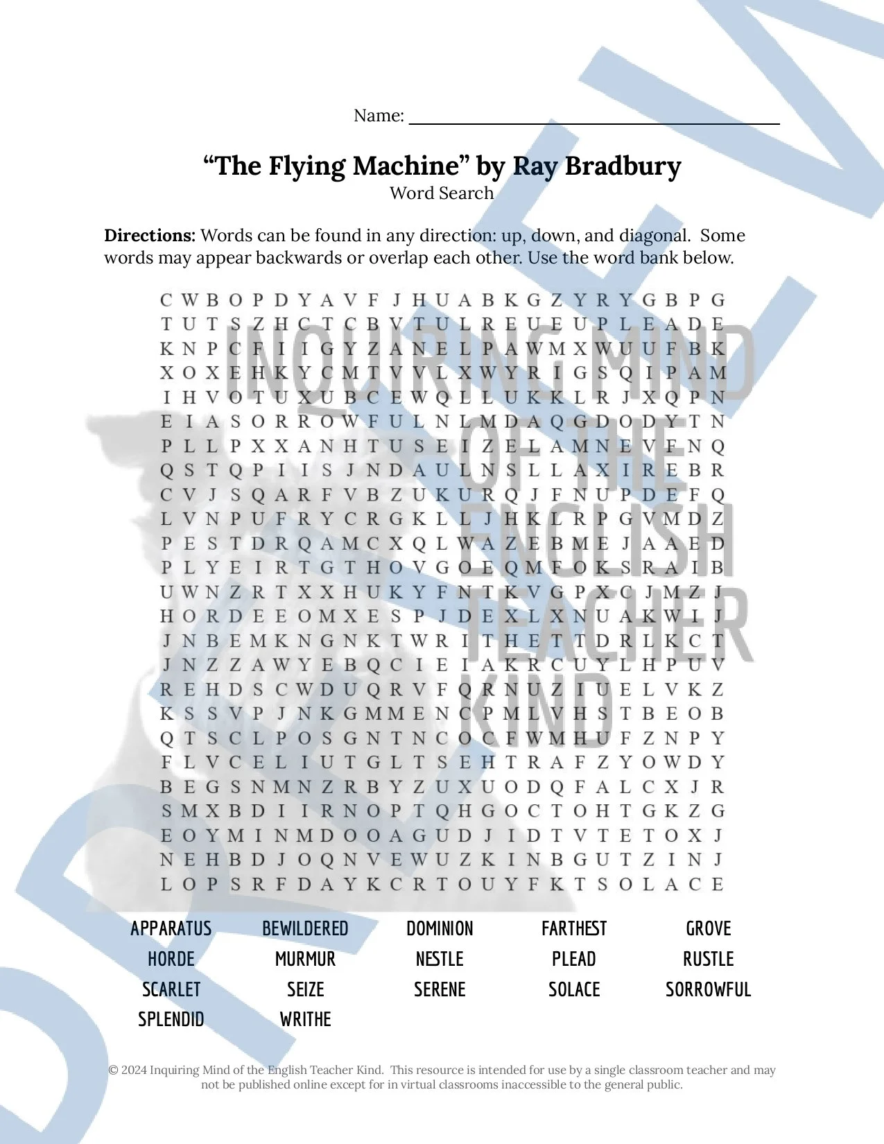 "The Flying Machine" by Ray Bradbury Quiz, Close Reading Activity, and ...