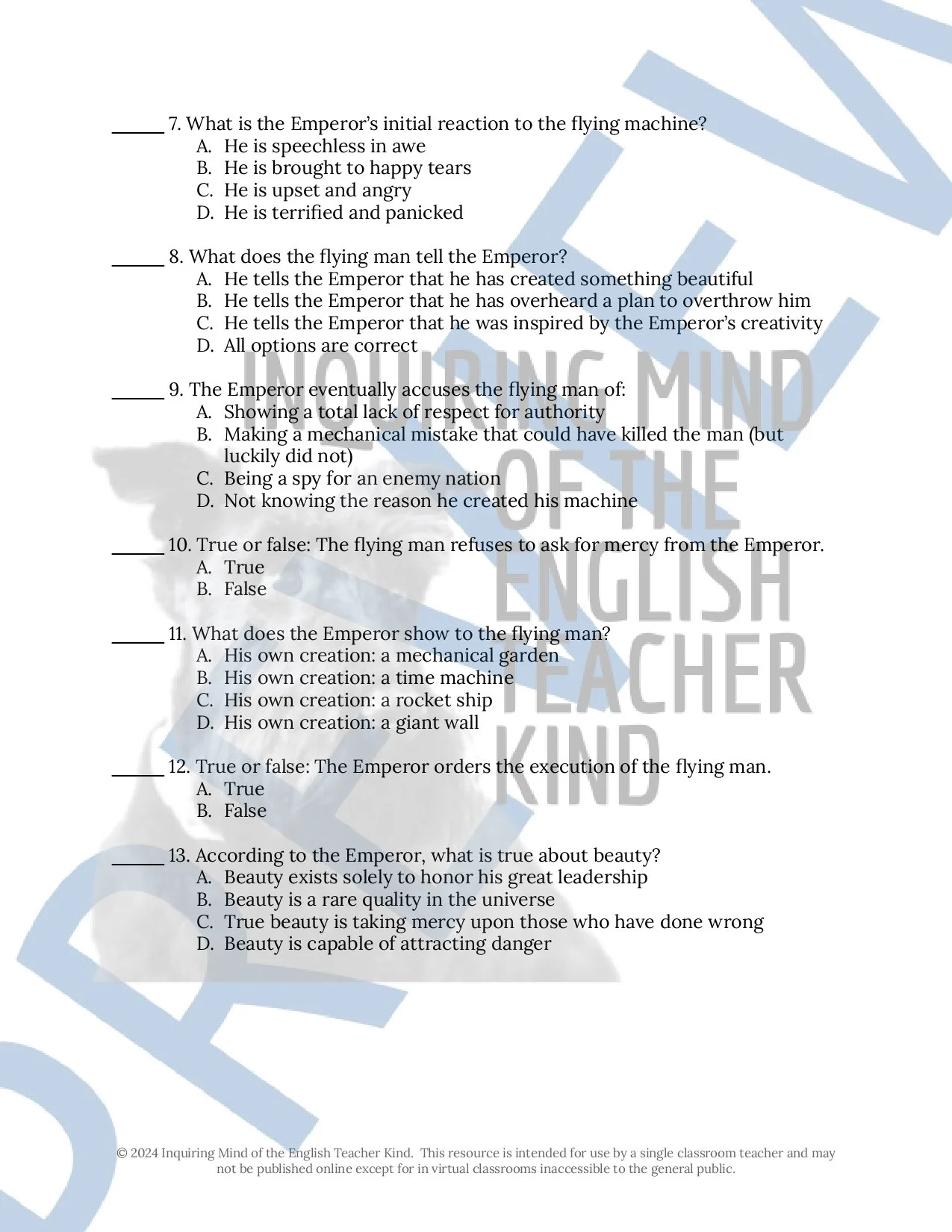 "The Flying Machine" by Ray Bradbury Quiz, Close Reading Activity, and ...