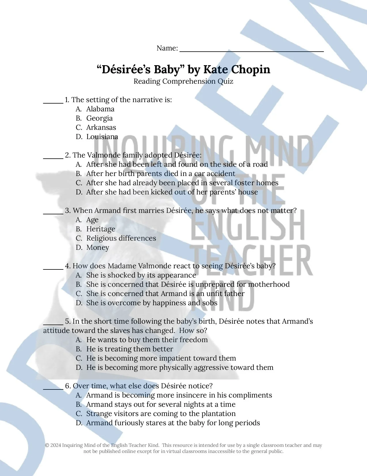 Short Stories by Kate Chopin Quizzes, Close Reading Activities, and ...