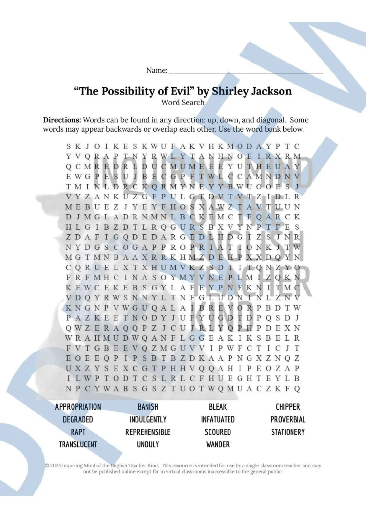 Short Stories by Shirley Jackson - Quizzes, Close Reading Activities ...