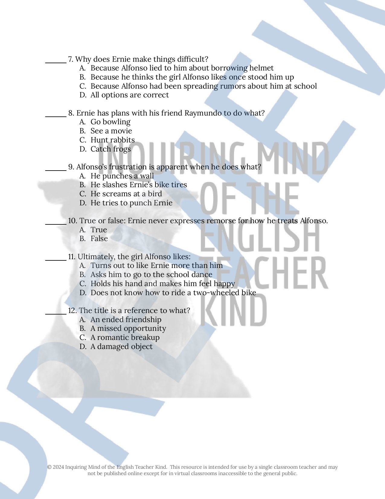 "Broken Chain" by Gary Soto Quiz, Close Reading Activity, and ...