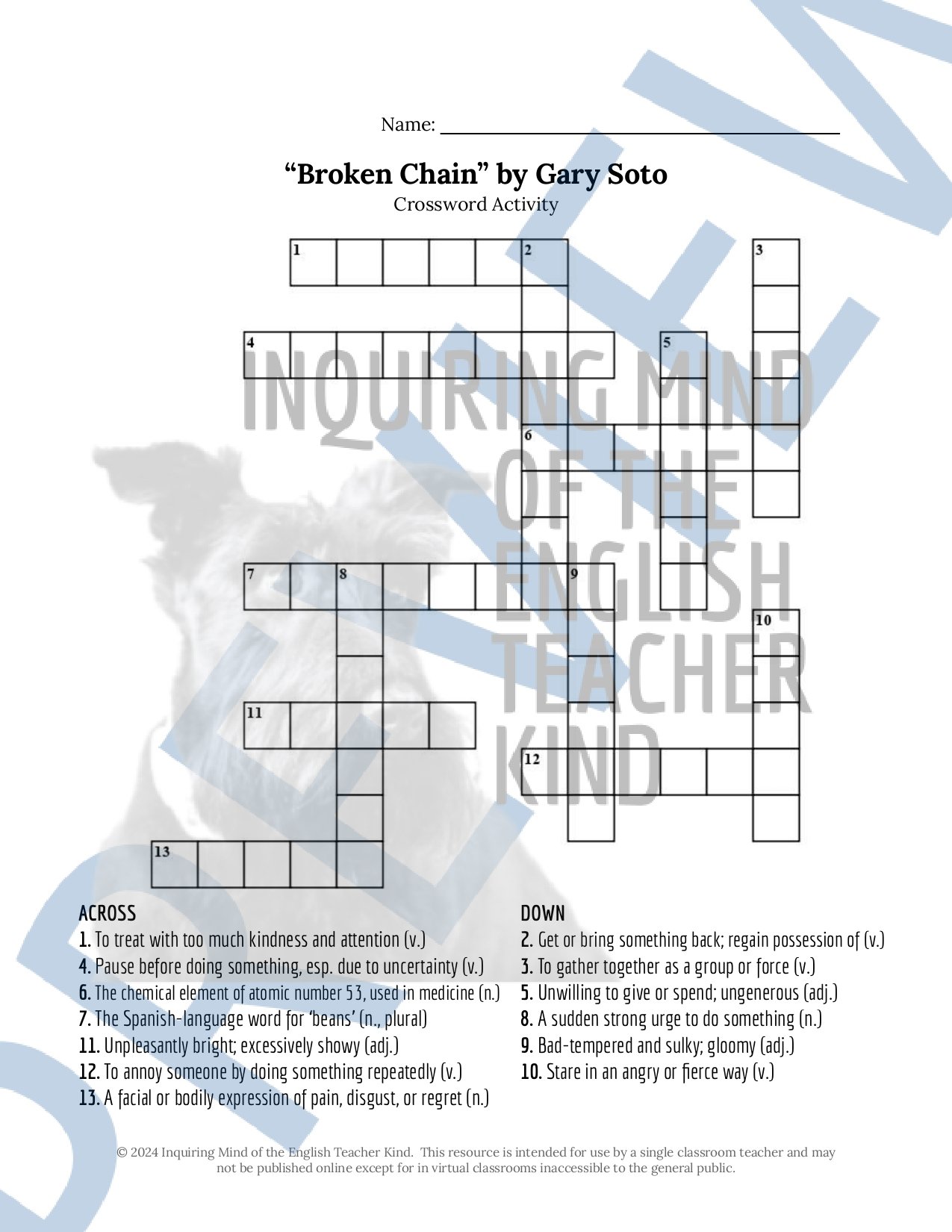 "Broken Chain" by Gary Soto Quiz, Close Reading Activity, and ...