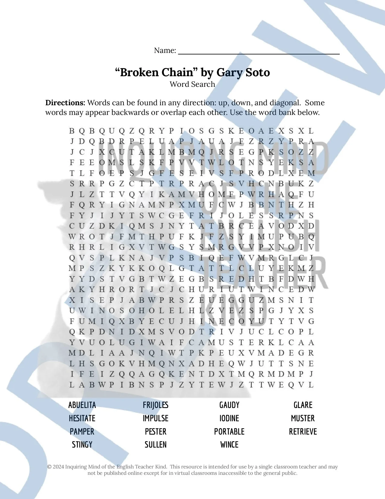 "Broken Chain" by Gary Soto Quiz, Close Reading Activity, and ...