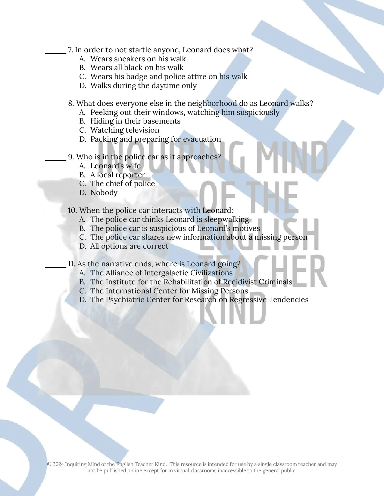 "The Pedestrian" by Ray Bradbury Quiz, Close Reading Activity, and ...