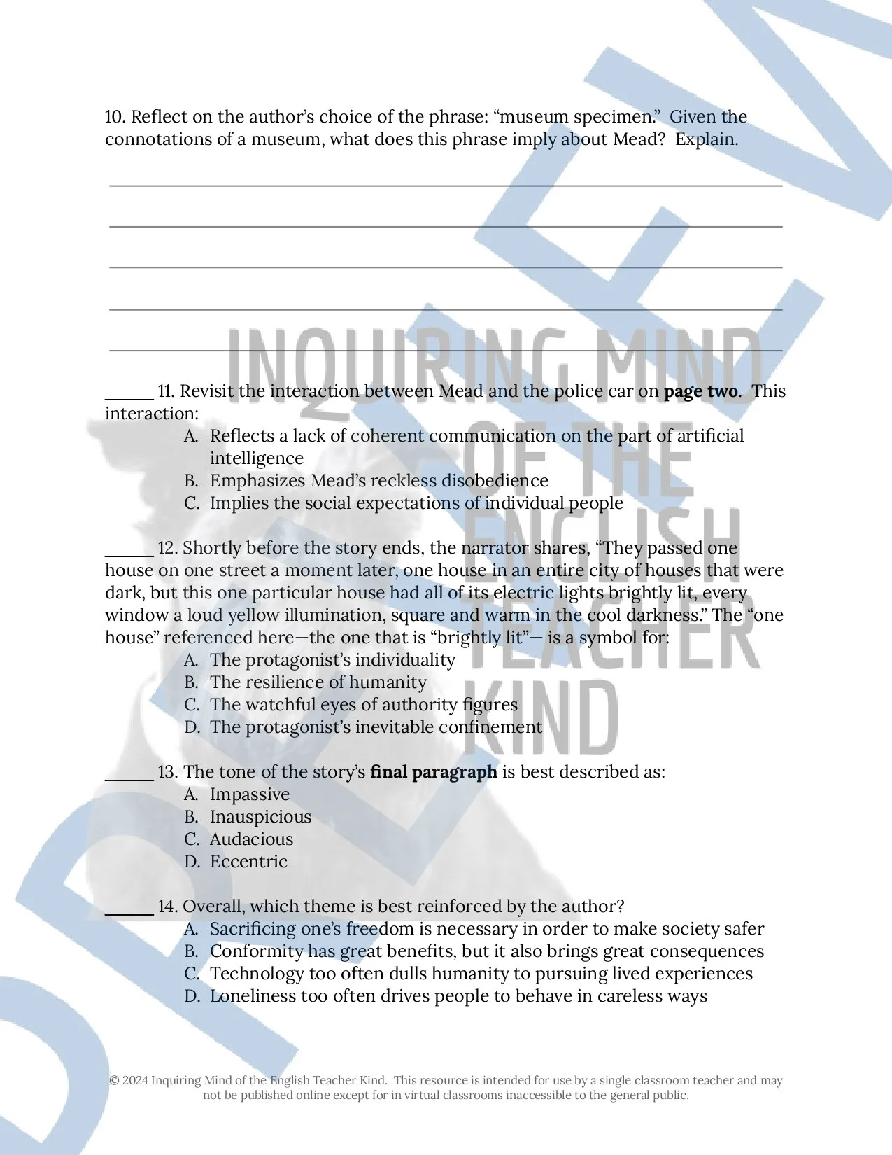 "The Pedestrian" by Ray Bradbury Quiz, Close Reading Activity, and ...