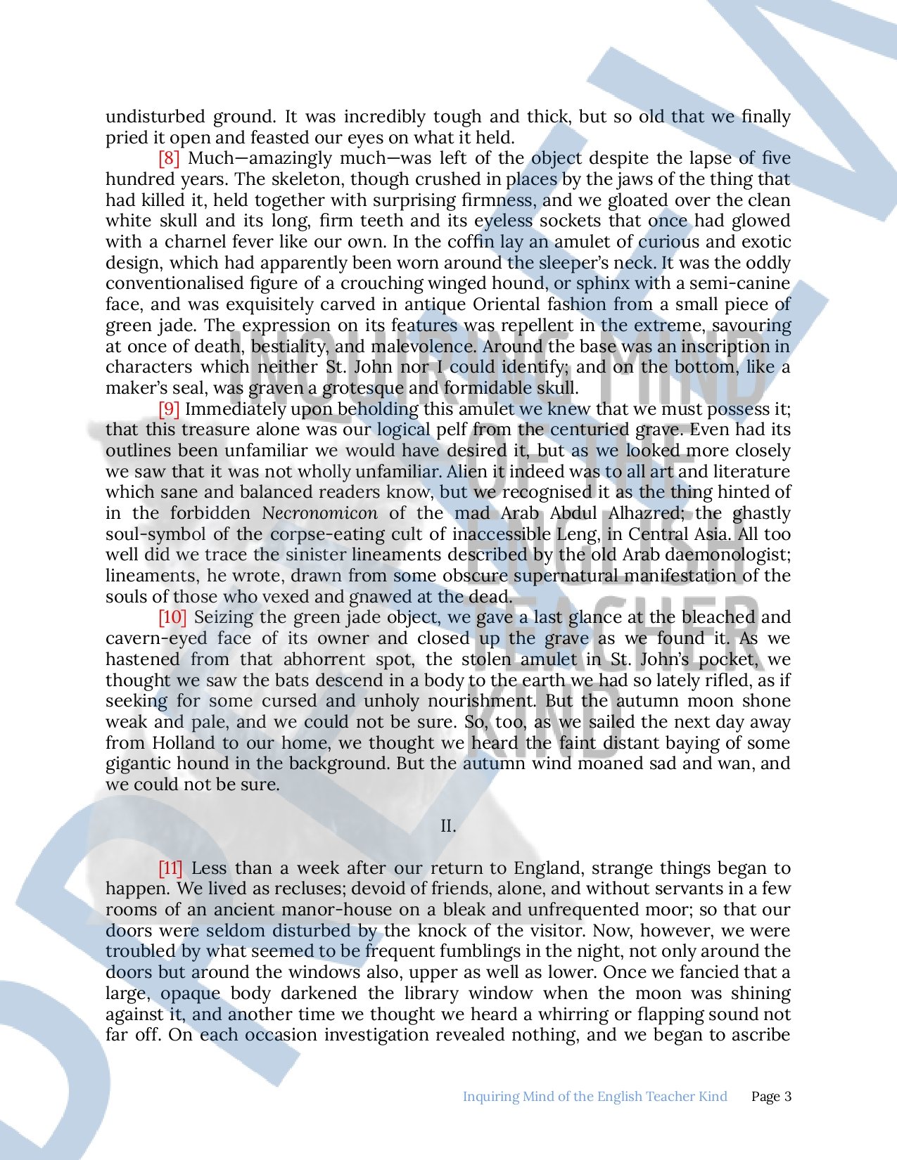 "The Hound" by H.P. Lovecraft Quiz, Close Reading Worksheet, and ...