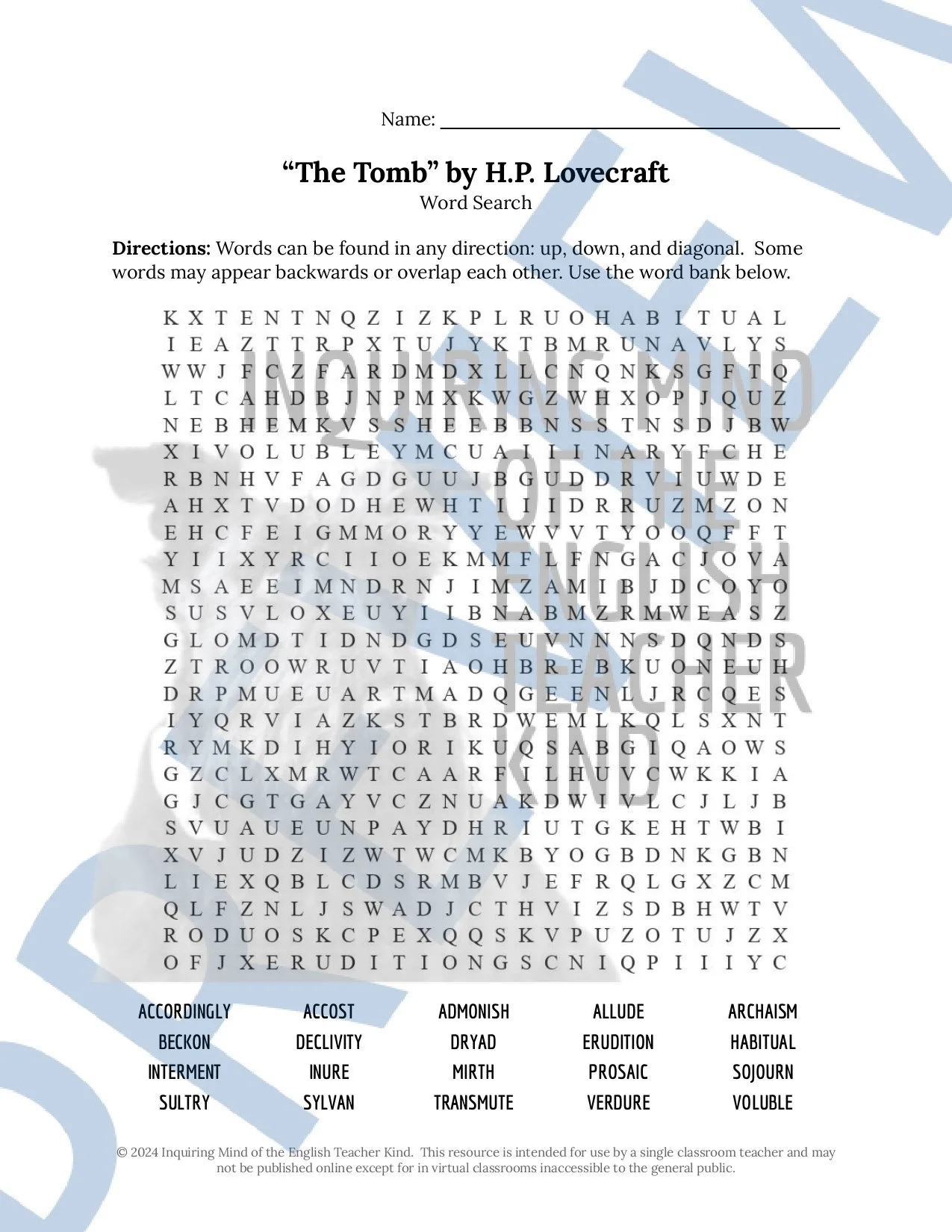 "The Tomb" by H.P. Lovecraft Quiz, Close Reading Activity, and ...