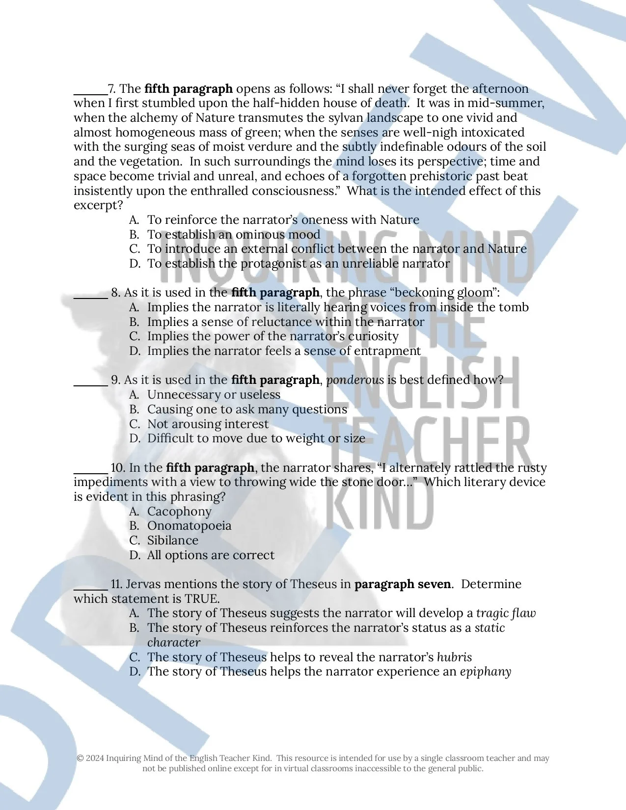 "The Tomb" by H.P. Lovecraft Quiz, Close Reading Activity, and ...