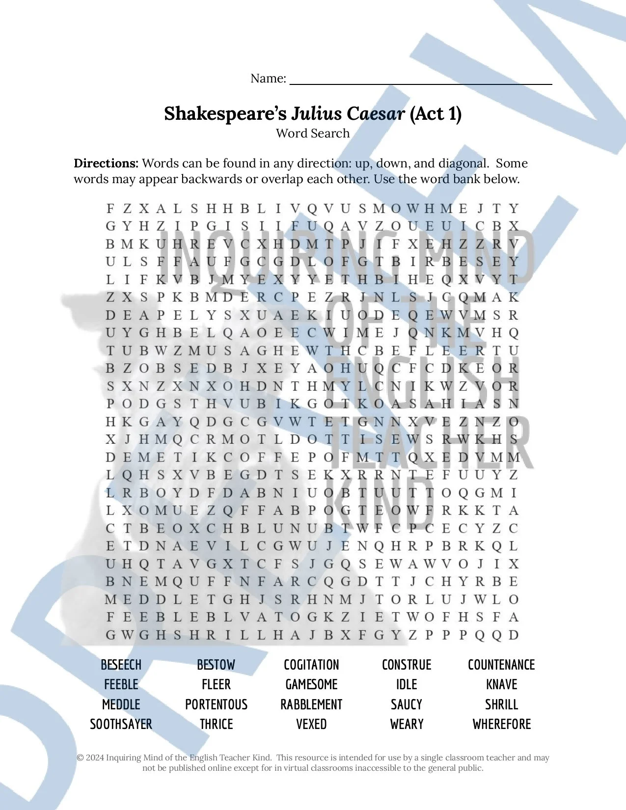 Julius Caesar Act 1 Quiz, Close Reading Worksheets, and Vocabulary ...