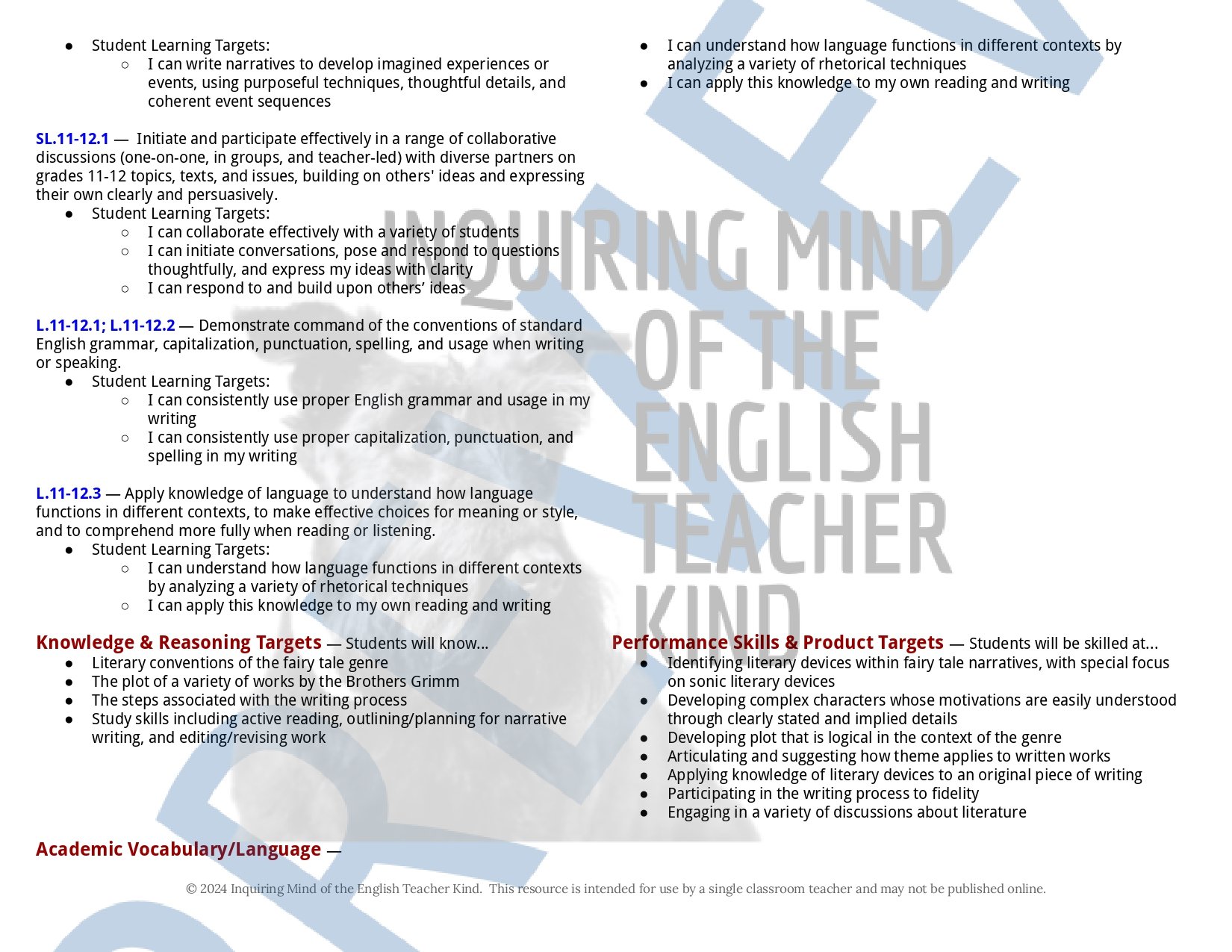 High School Creative Writing Unit Plan for Modified and Modern Fairy ...