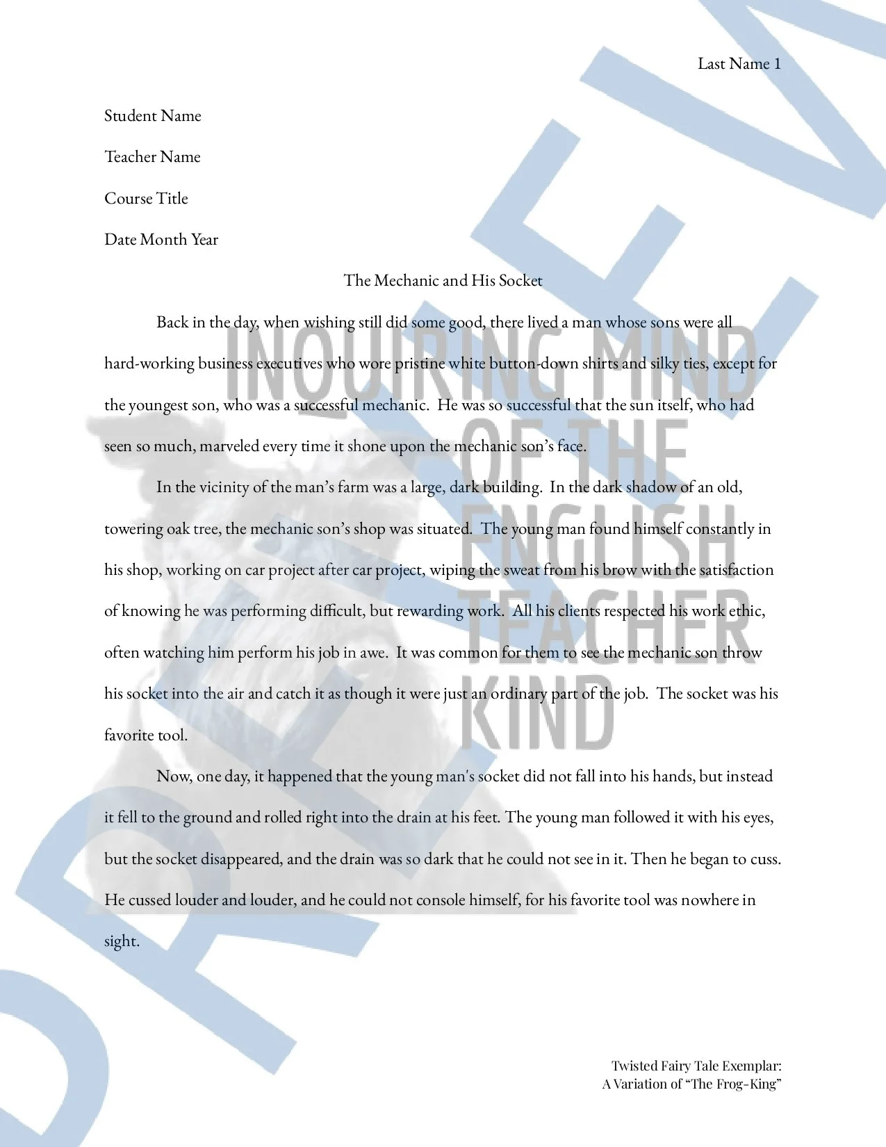 High School Creative Writing Unit Plan for Modified and Modern Fairy ...