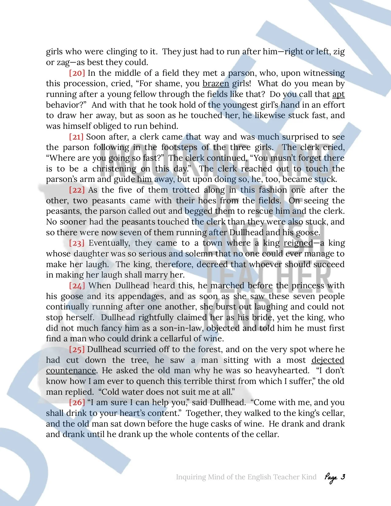 "The Golden Goose" by the Brothers Grimm Quiz, Close Reading Worksheet ...