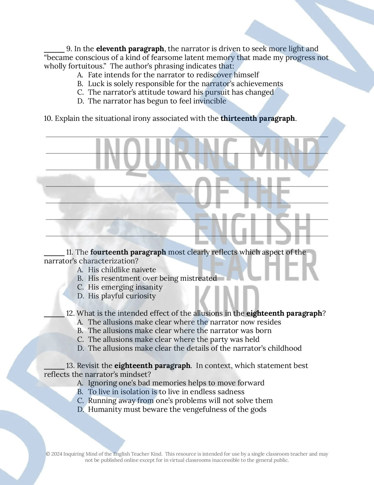 "The Outsider" by H.P. Lovecraft Quiz, Close Reading Worksheets, and ...