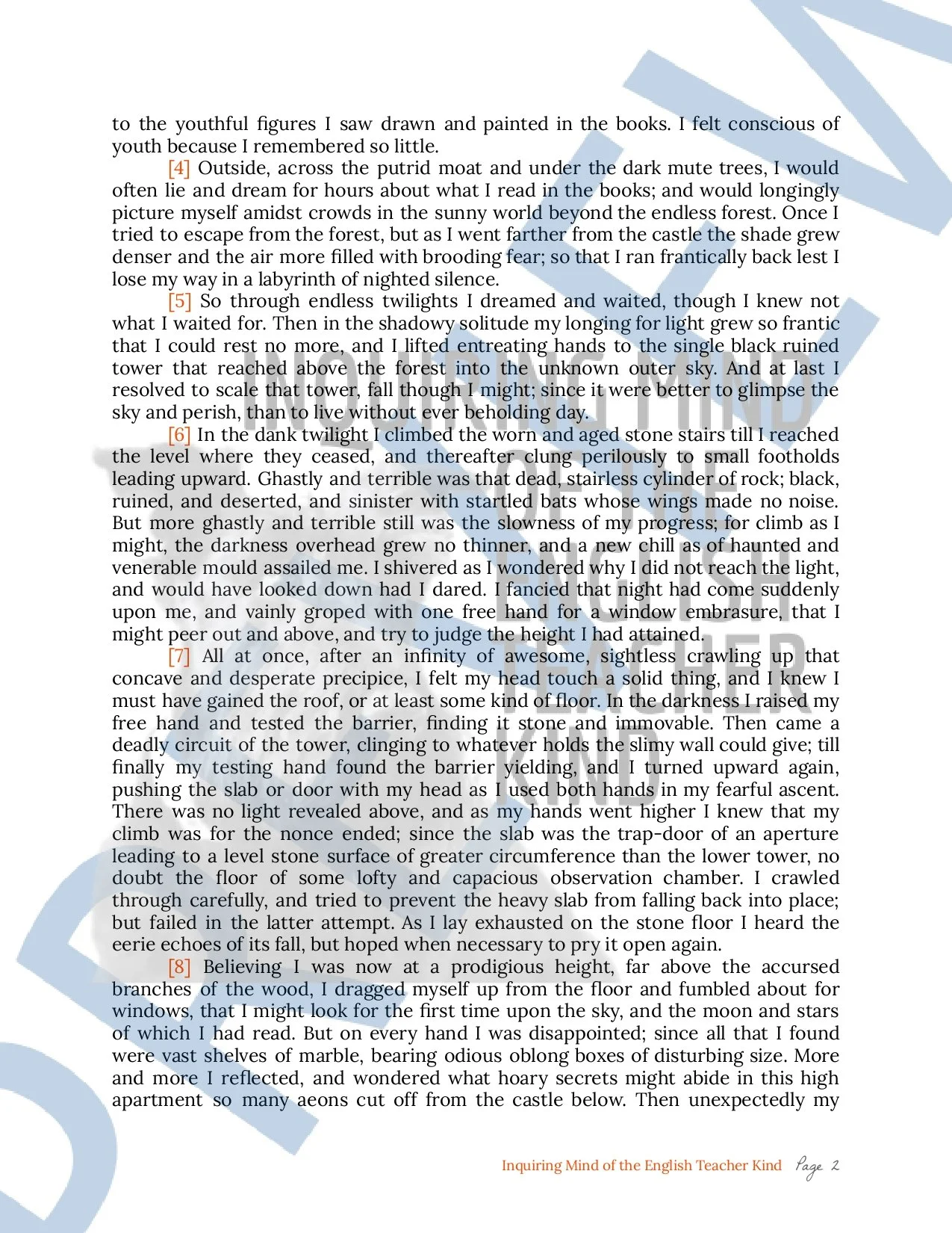 "The Outsider" by H.P. Lovecraft Quiz, Close Reading Worksheets, and ...