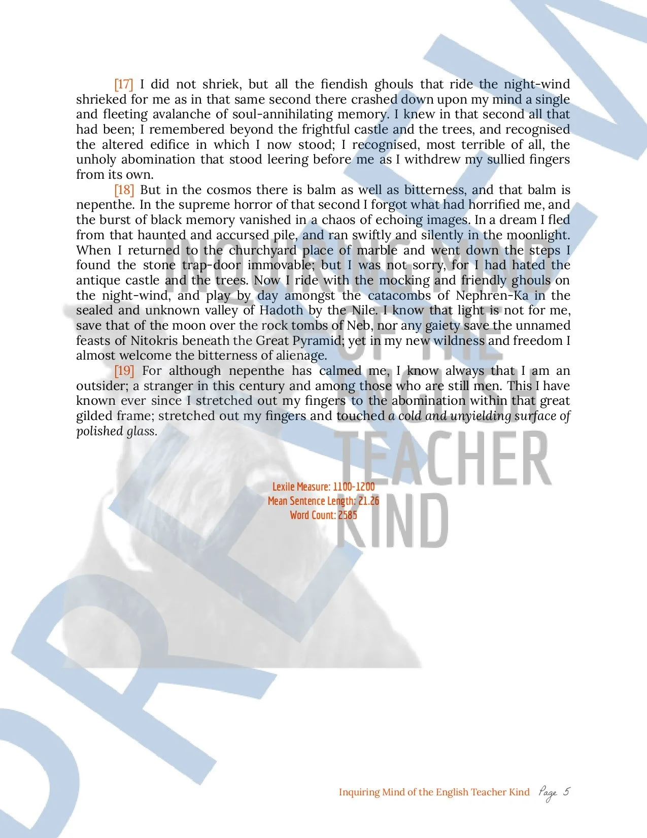 "The Outsider" by H.P. Lovecraft Quiz, Close Reading Worksheets, and ...