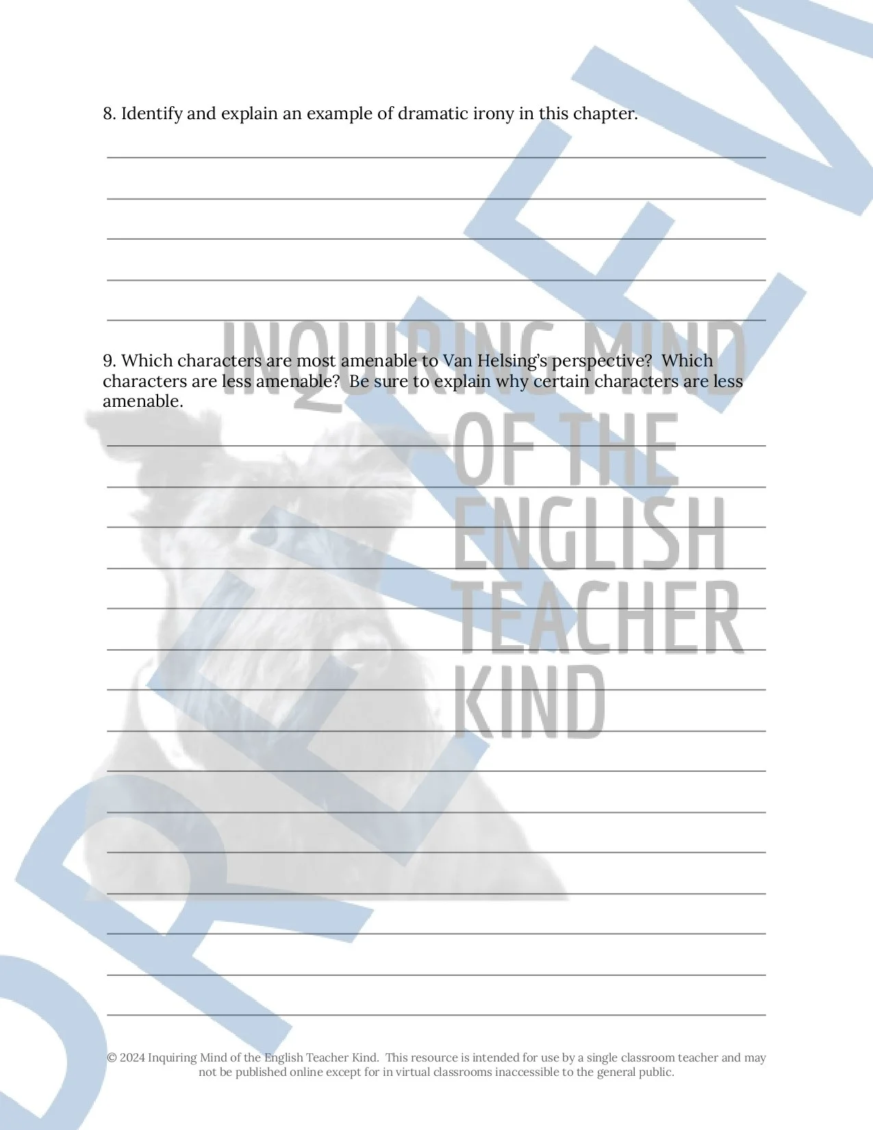 Dracula by Bram Stoker Chapters 14-17 Quiz, Close Reading Inference ...