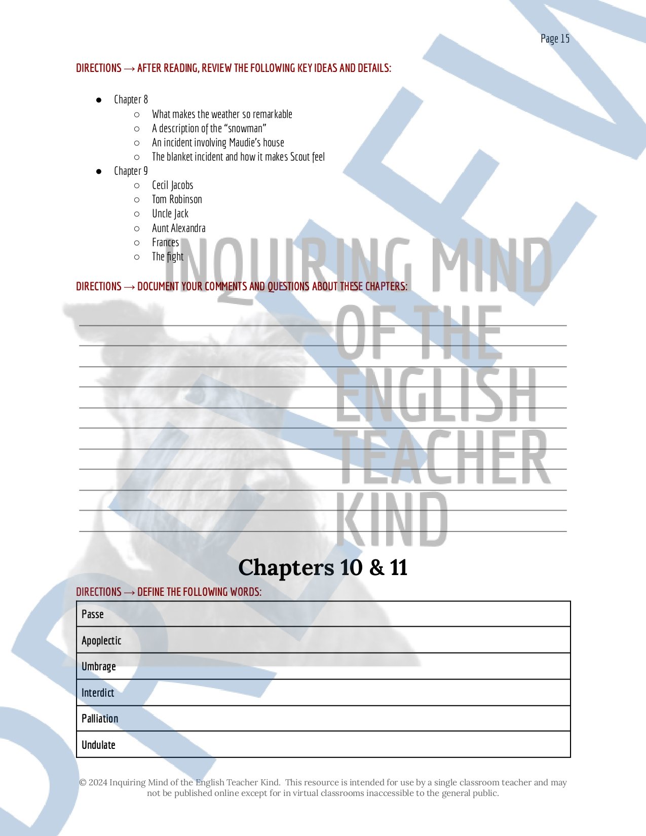 To Kill a Mockingbird Novel Study Guide with Answer Key for High School ...