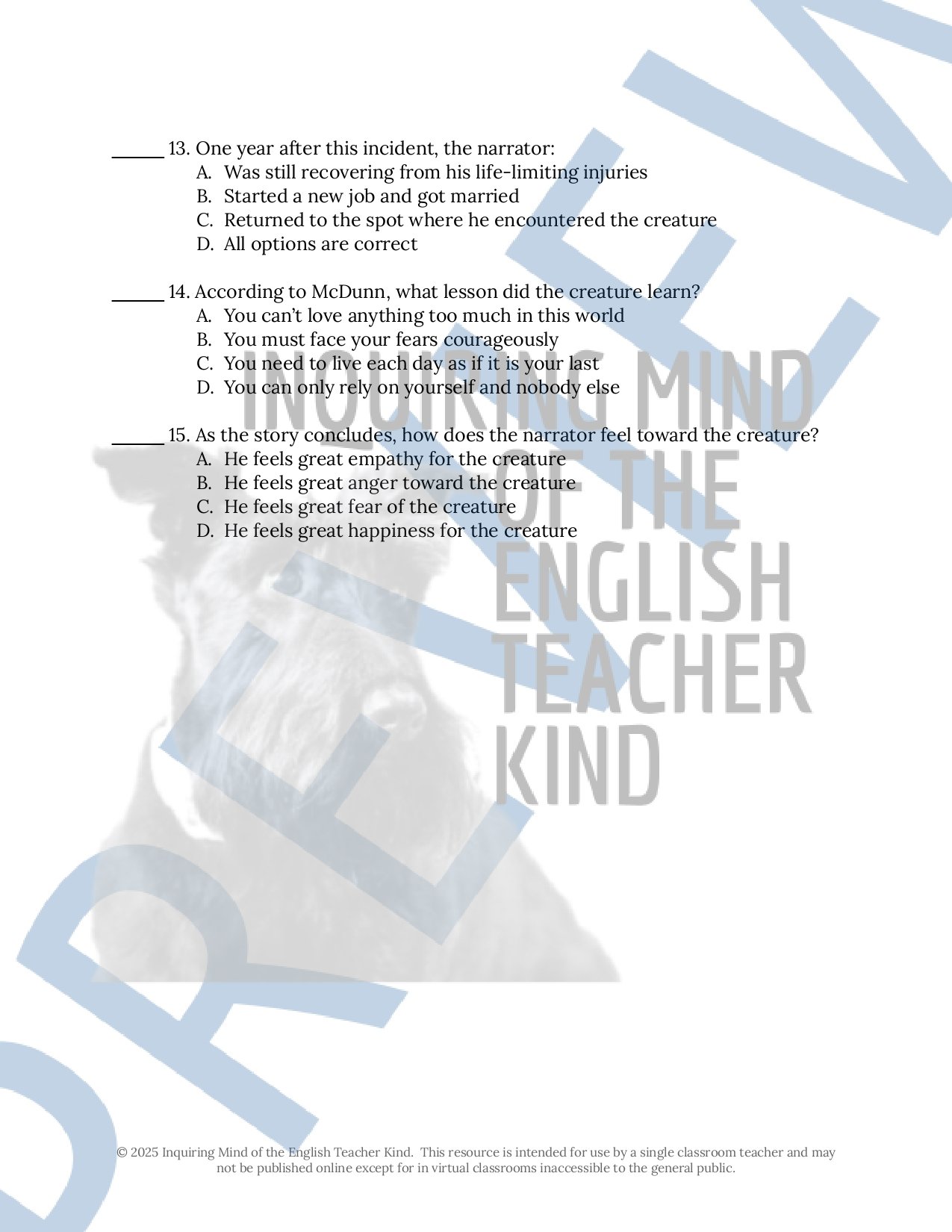 "The Fog Horn" by Ray Bradbury Quiz, Close Reading, and Vocabulary ...