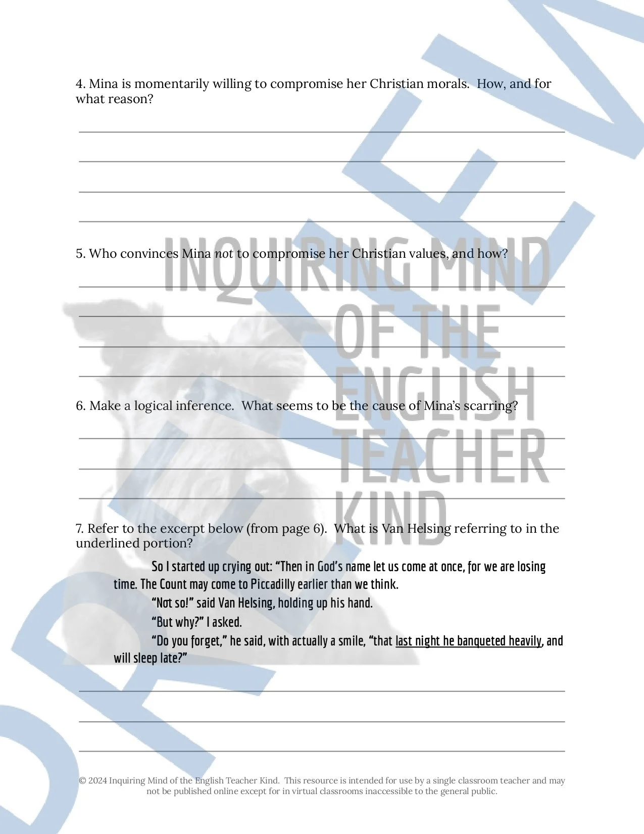 Dracula by Bram Stoker Chapters 22-24 Quiz, Close Reading Inference ...