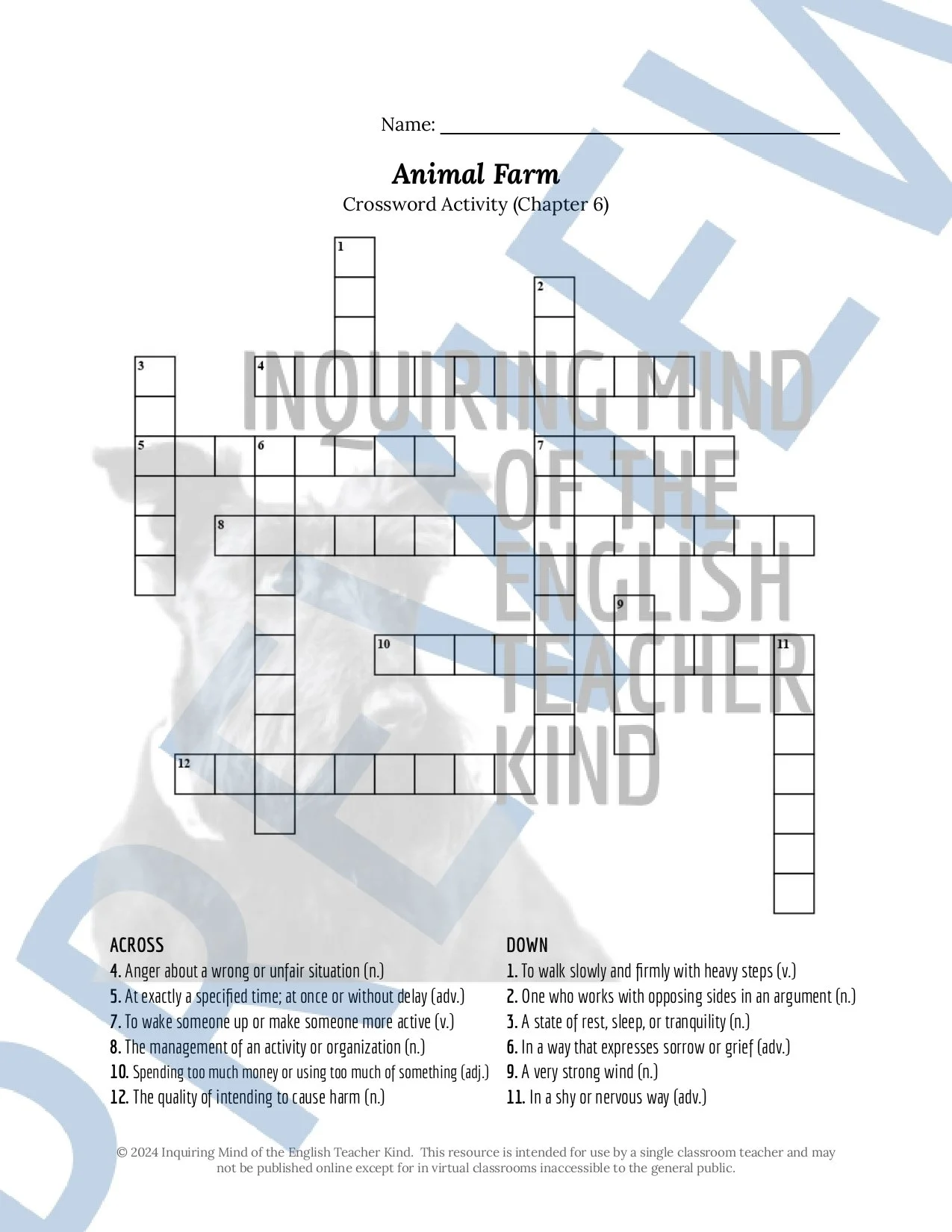 Animal Farm by George Orwell Vocabulary Development Games and ...