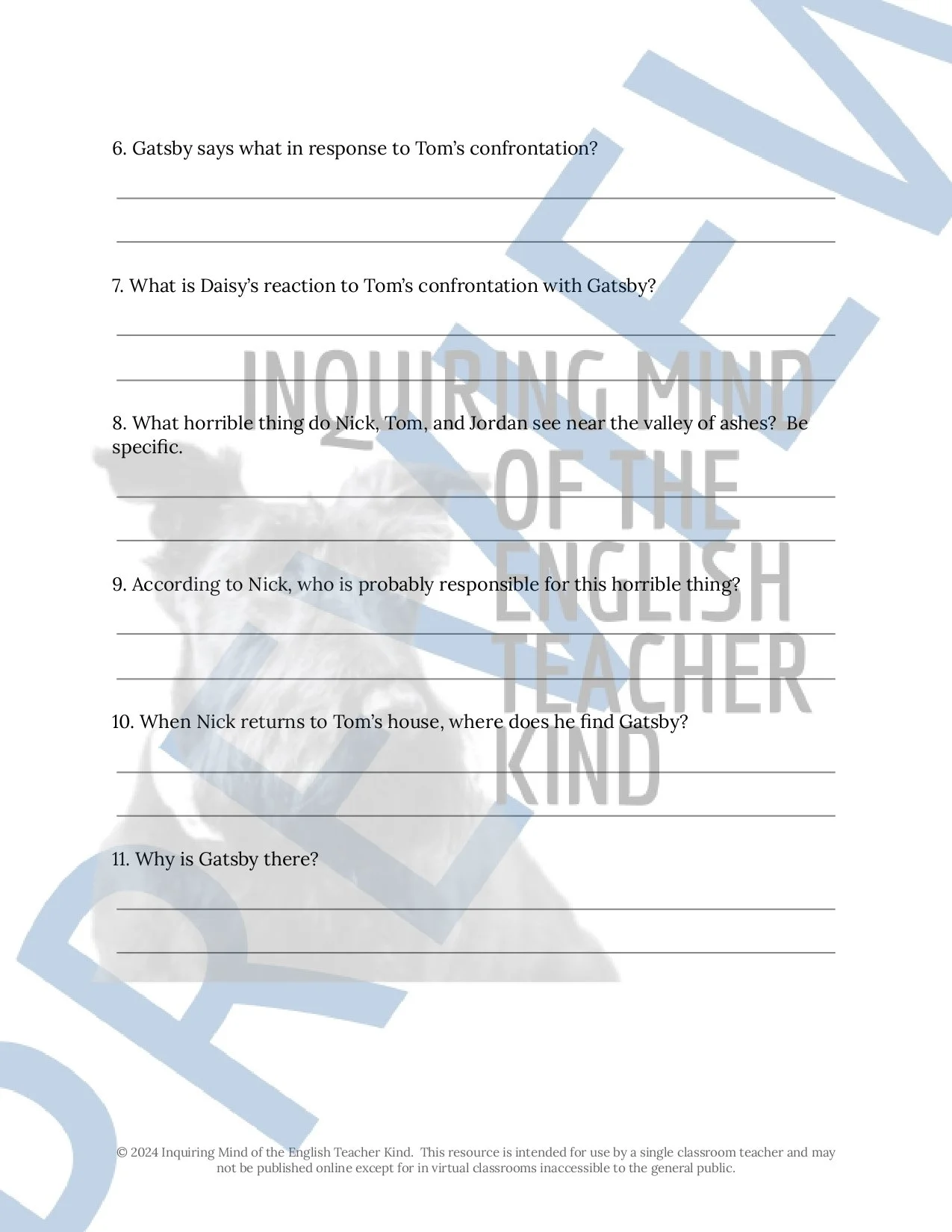 The Great Gatsby by F. Scott Fitzgerald Quiz and Answer Key Bundle for ...