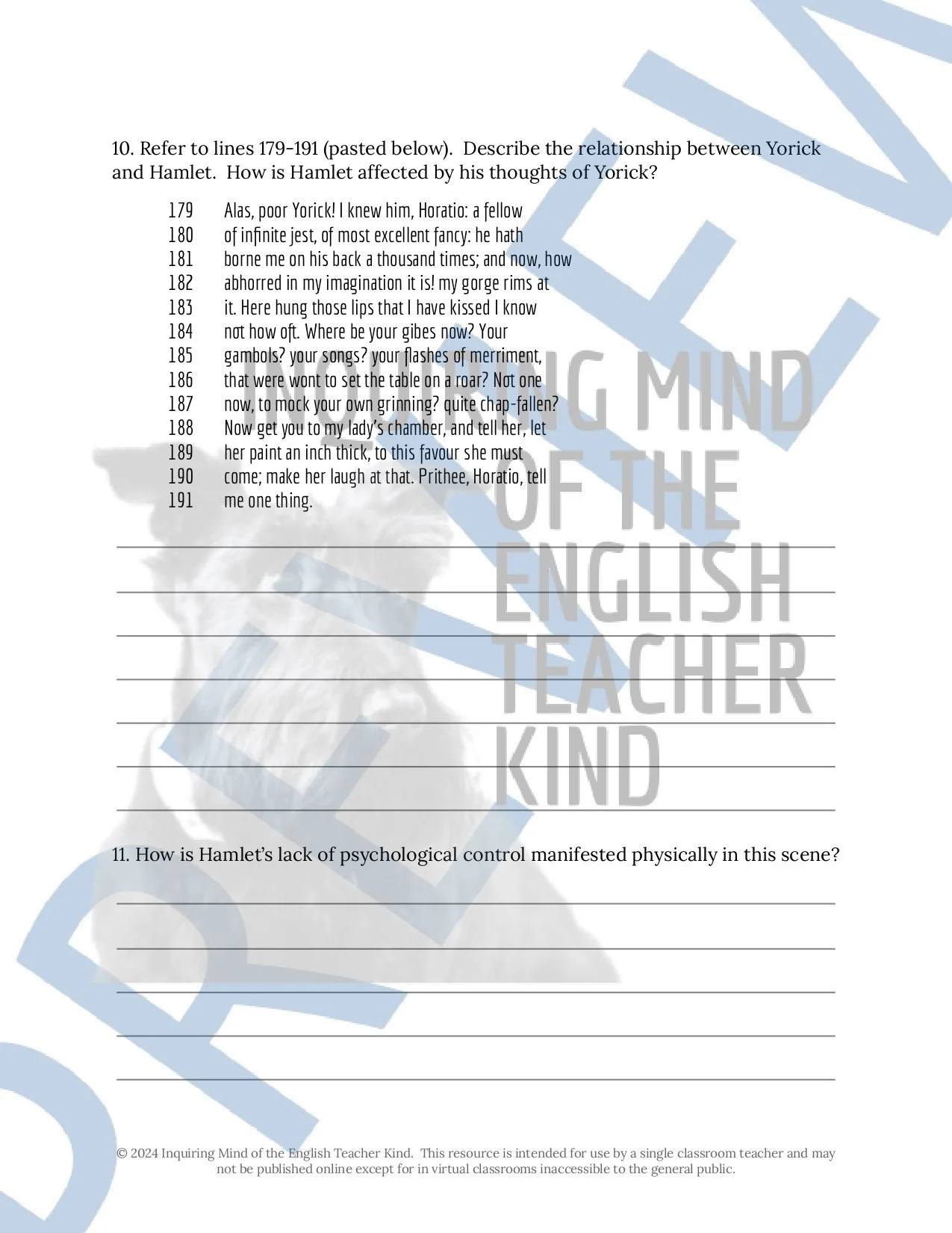 Hamlet Act 5 Quiz, Close Reading Worksheets, and Vocabulary Games ...