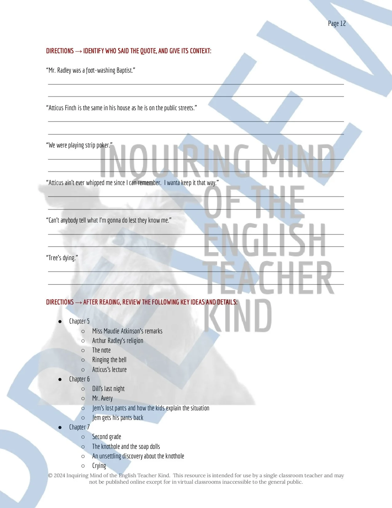 To Kill a Mockingbird Novel Study Guide with Answer Key for High School ...