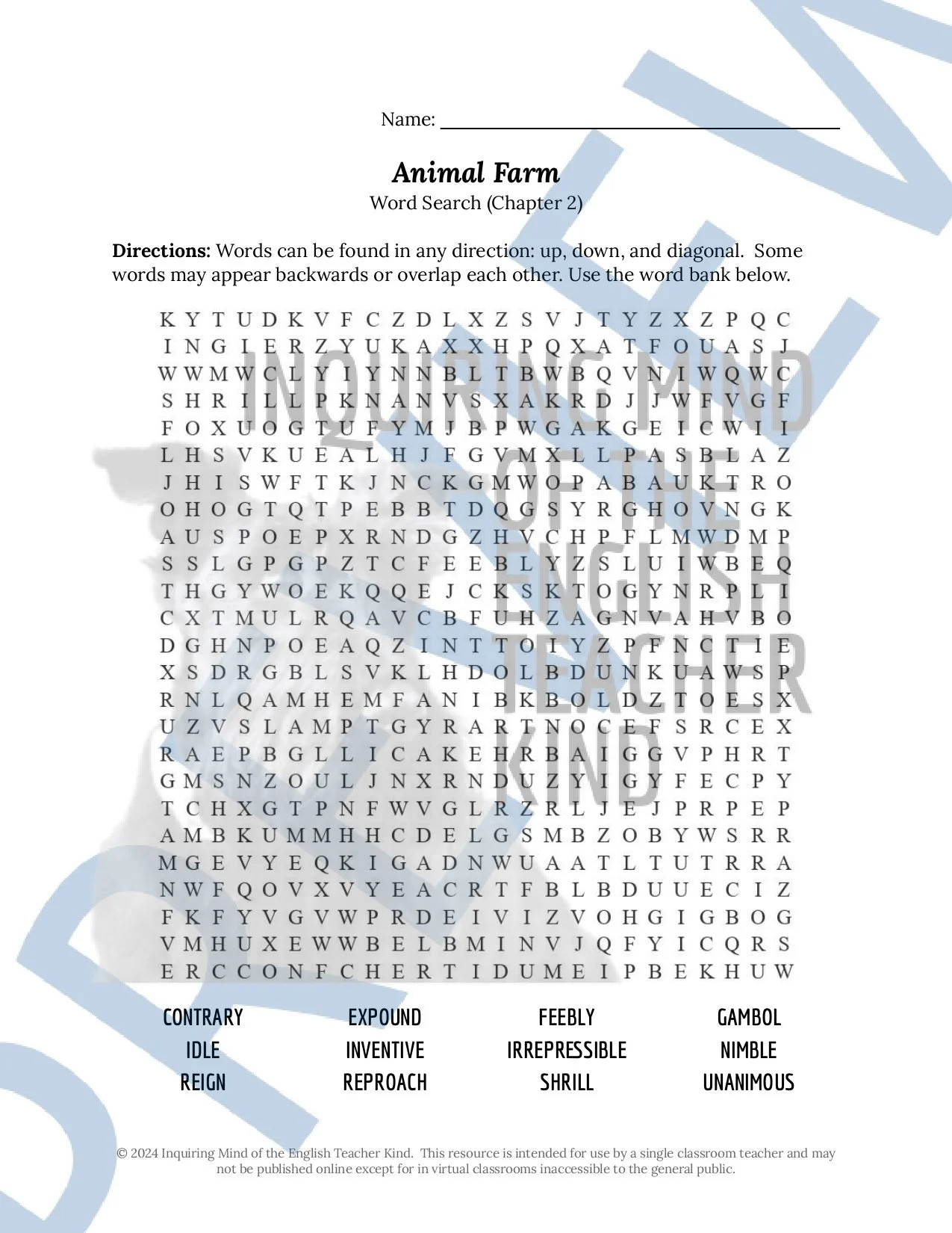 Animal Farm by George Orwell Vocabulary Development Games and ...