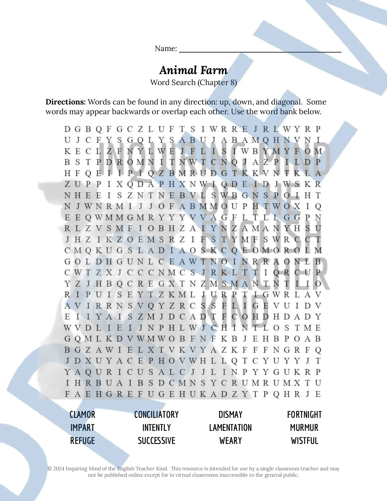 Animal Farm by George Orwell Vocabulary Development Games and ...