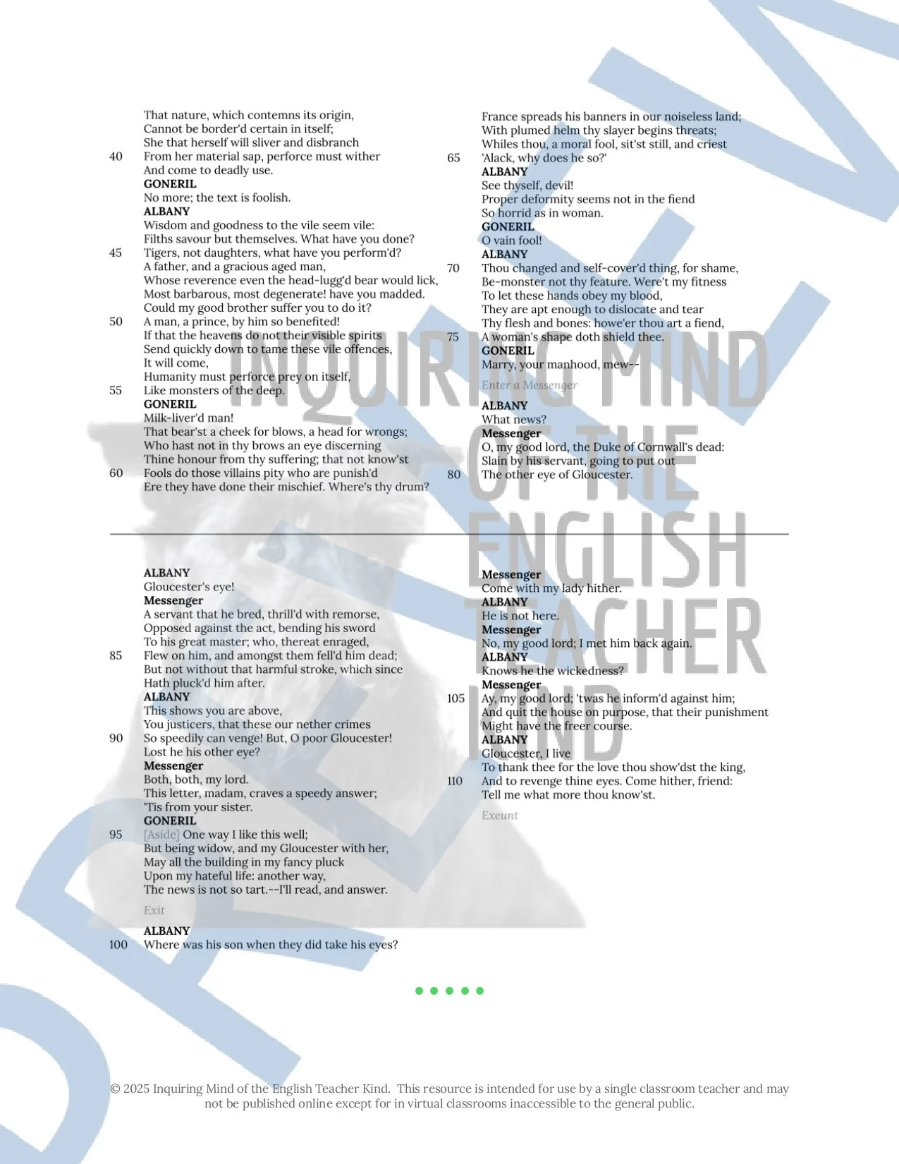 King Lear Act 4 Quiz, Vocabulary Games, and Close Reading Inference ...