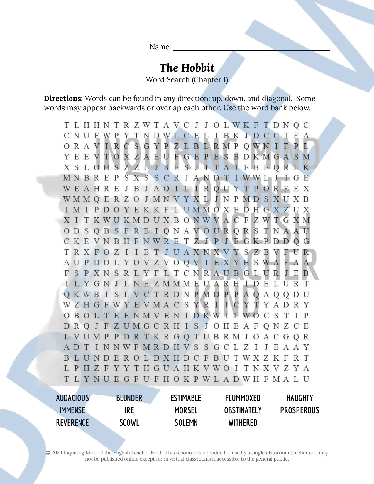 The Hobbit Quiz, Close Reading, and Vocabulary Games Bundle (Chapters 1 ...