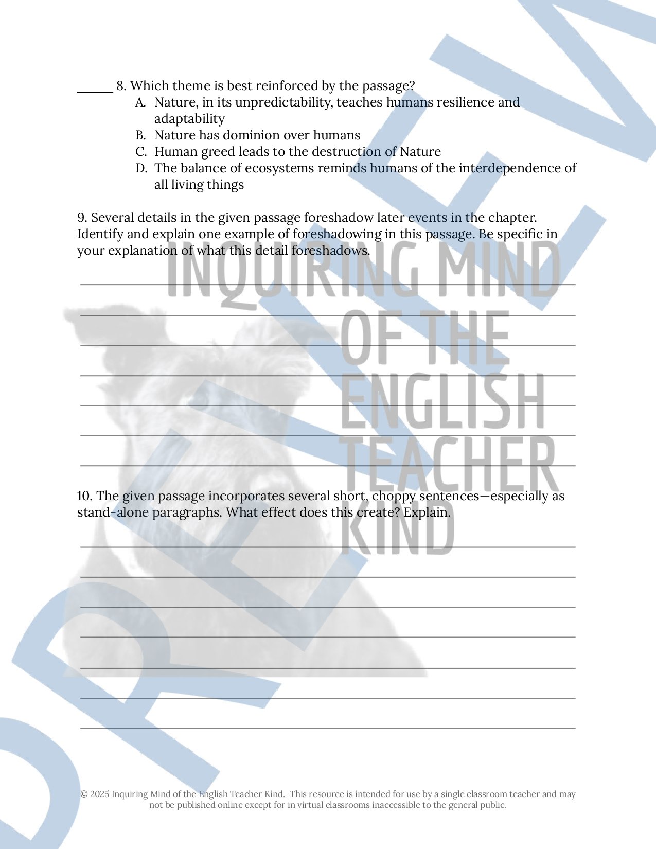 Jurassic Park by Michael Crichton Close Reading Analysis Worksheets and ...