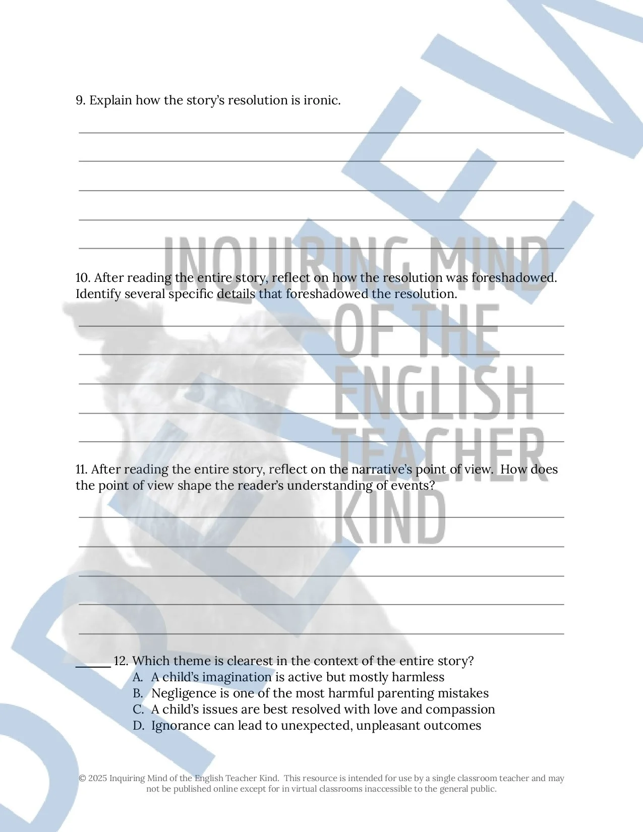 "Charles" by Shirley Jackson Quiz, Close Reading, and Vocabulary Games ...