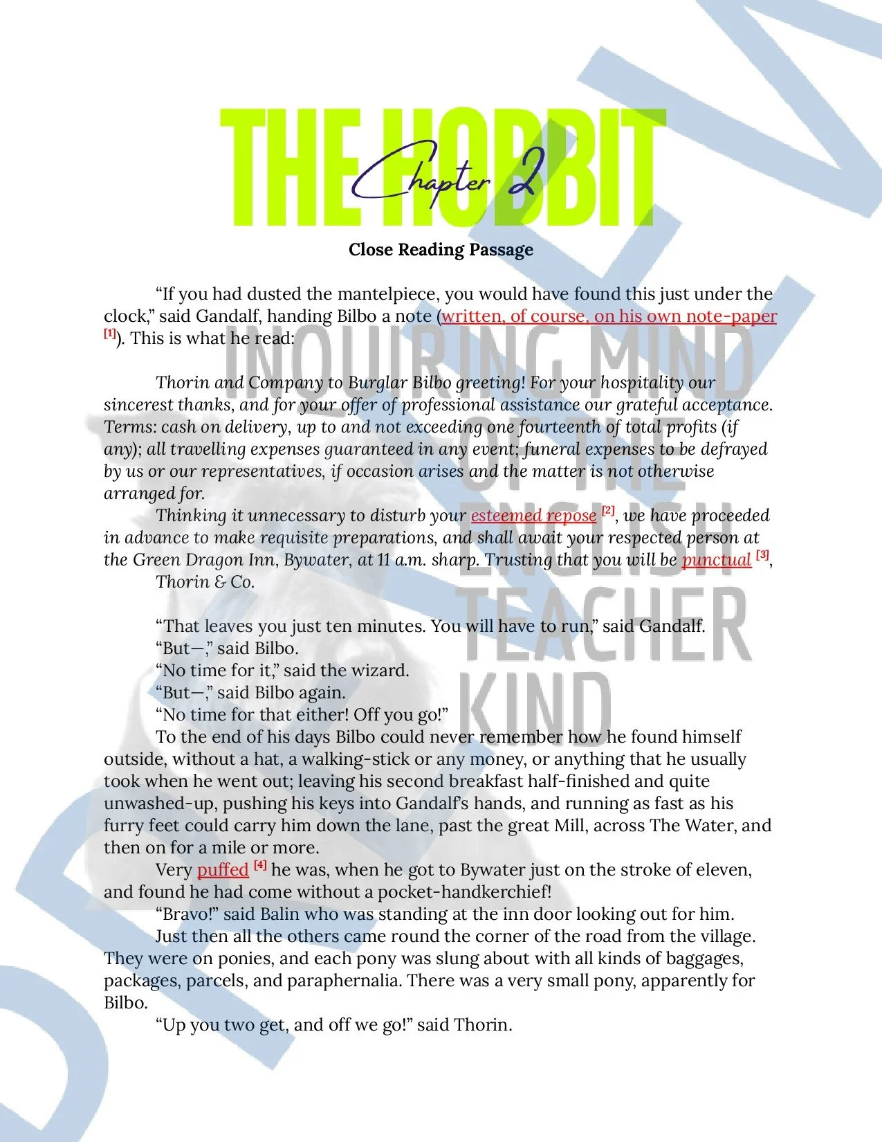 The Hobbit Quiz, Close Reading, and Vocabulary Games Bundle (Chapters 1 ...