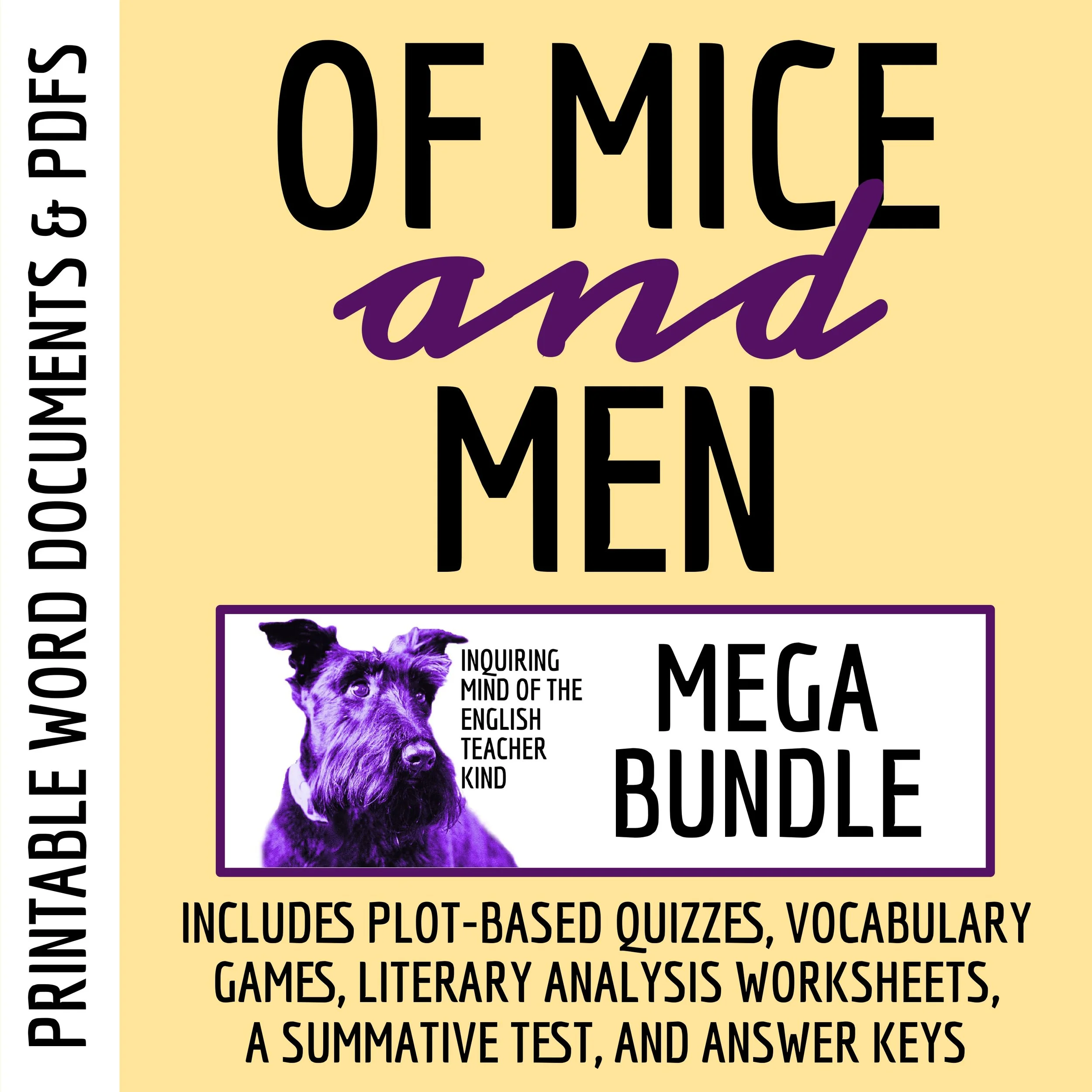 Of Mice and Men Quizzes, Analysis Worksheets, Vocabulary Activities ...