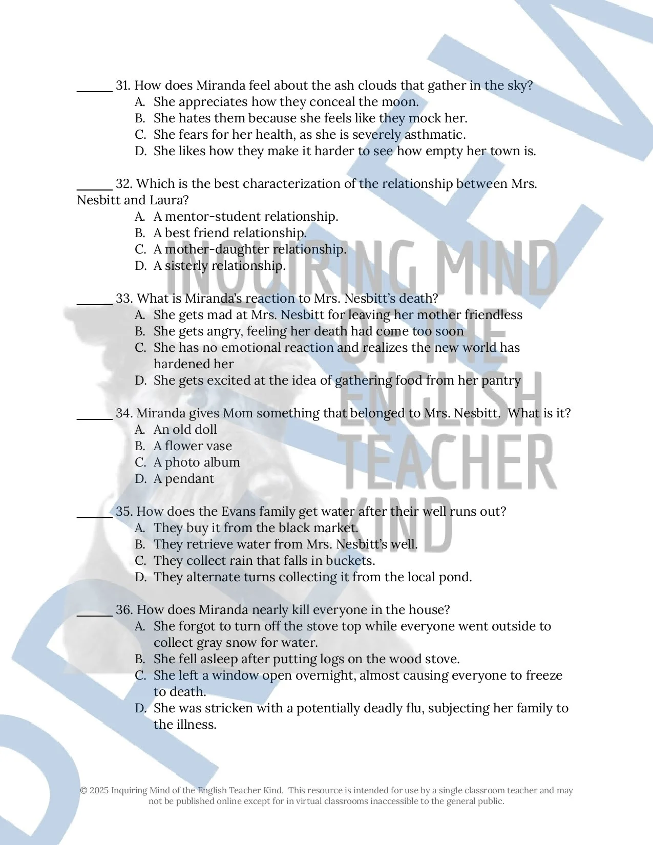 Life As We Knew It by Susan Beth Pfeffer Test and Answer Key with Essay ...