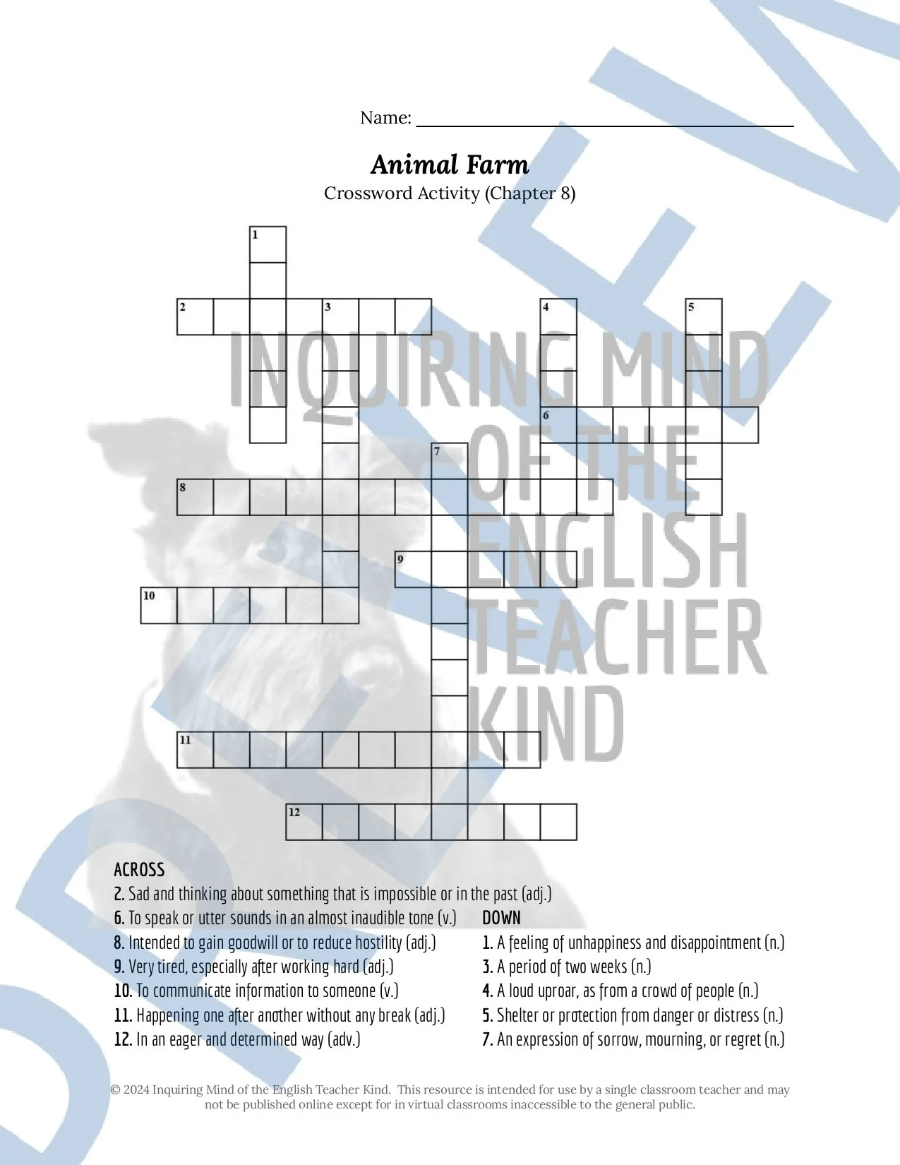 Animal Farm by George Orwell Vocabulary Development Games and ...