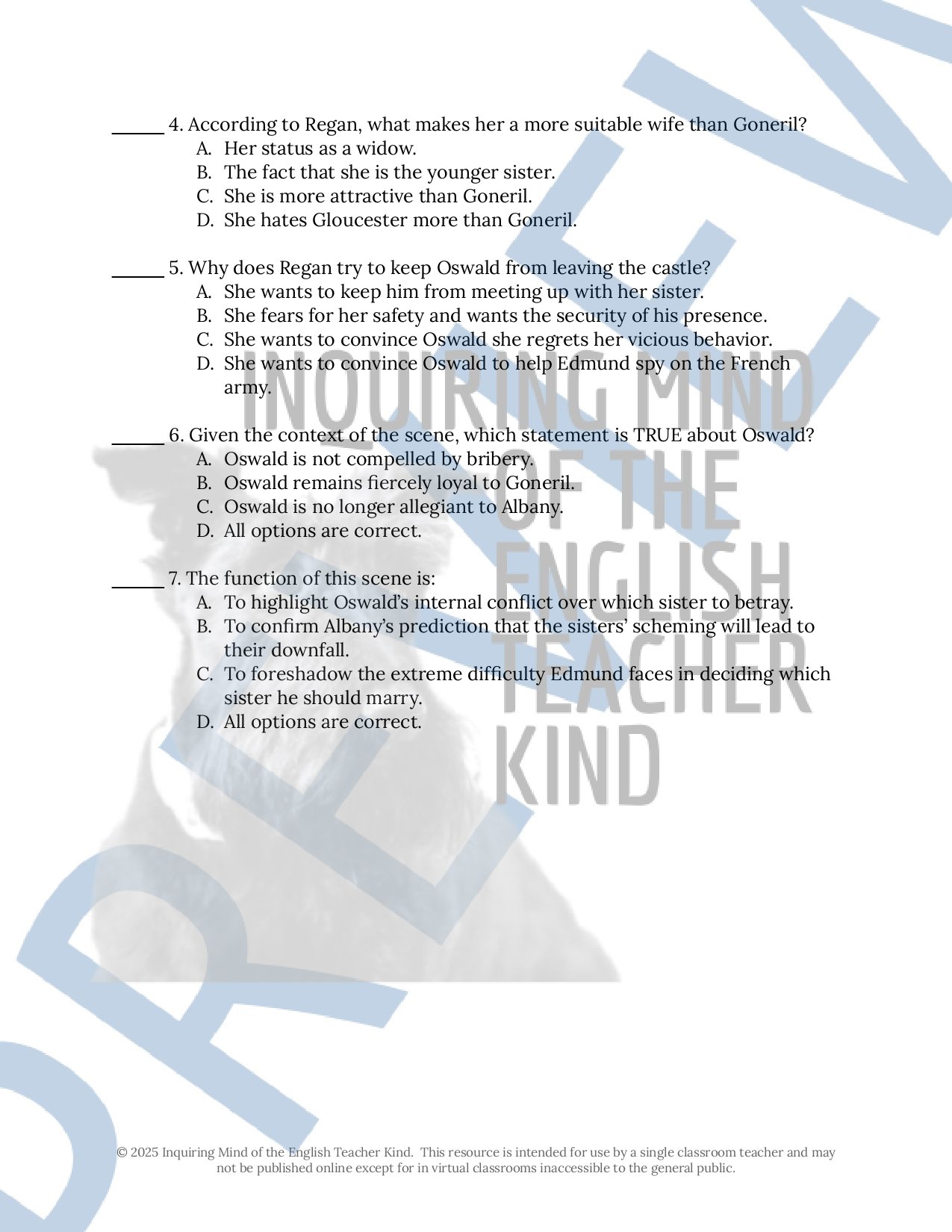 King Lear Quizzes, Vocabulary Games, Inference Worksheets, Test, and ...