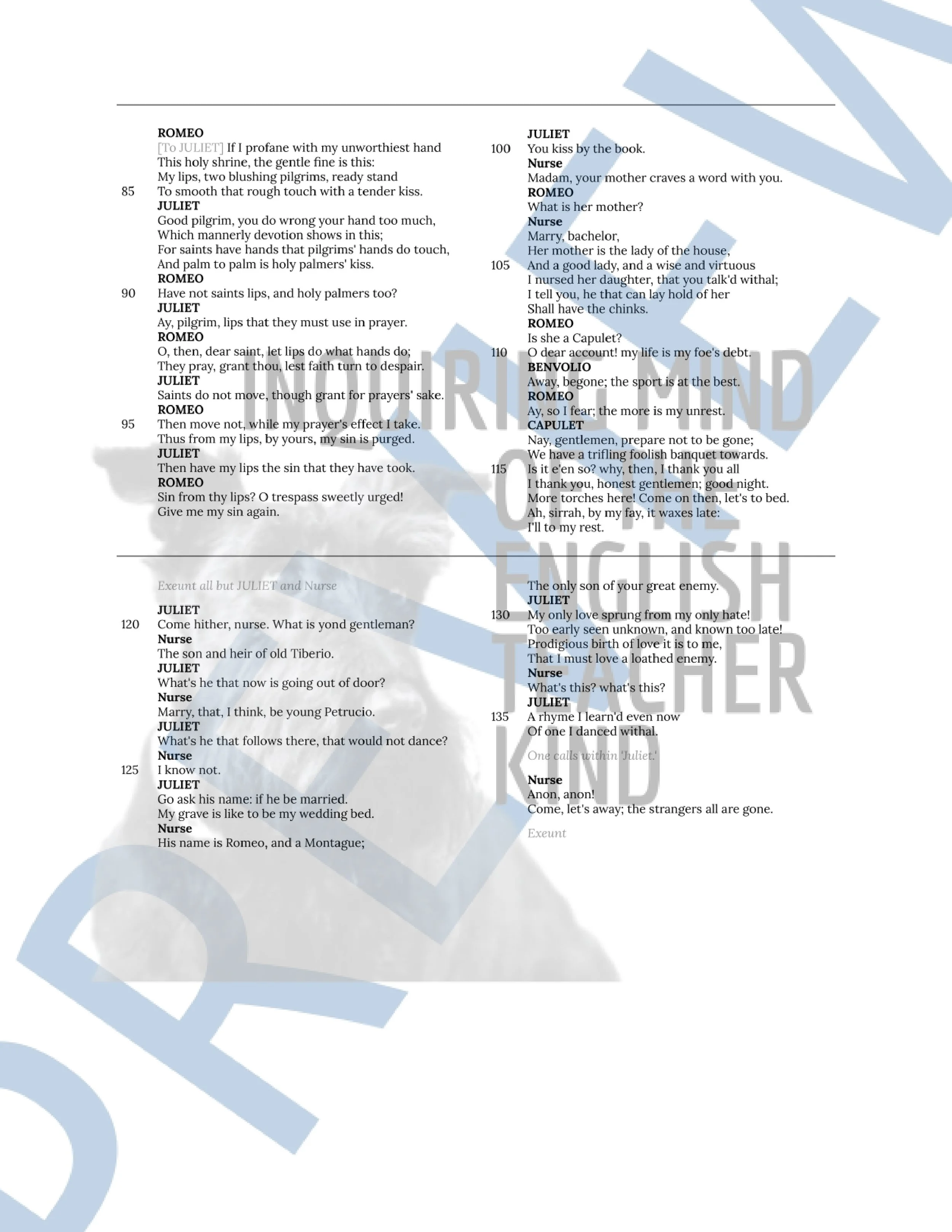 Romeo and Juliet Act 1 Reading Guide, Quiz, and Close Reading Bundle ...
