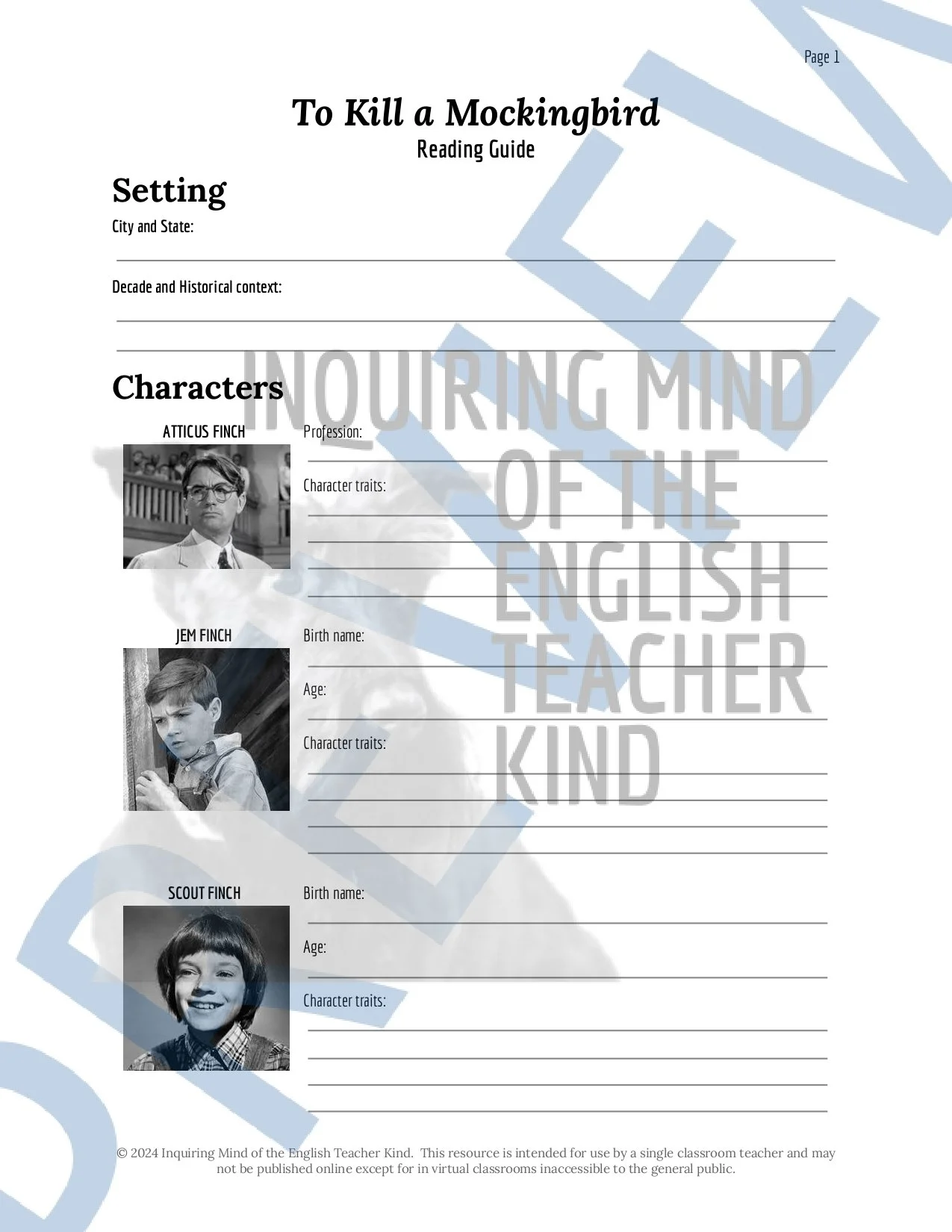 To Kill a Mockingbird — Teaching Resources — Inquiring Mind of the ...