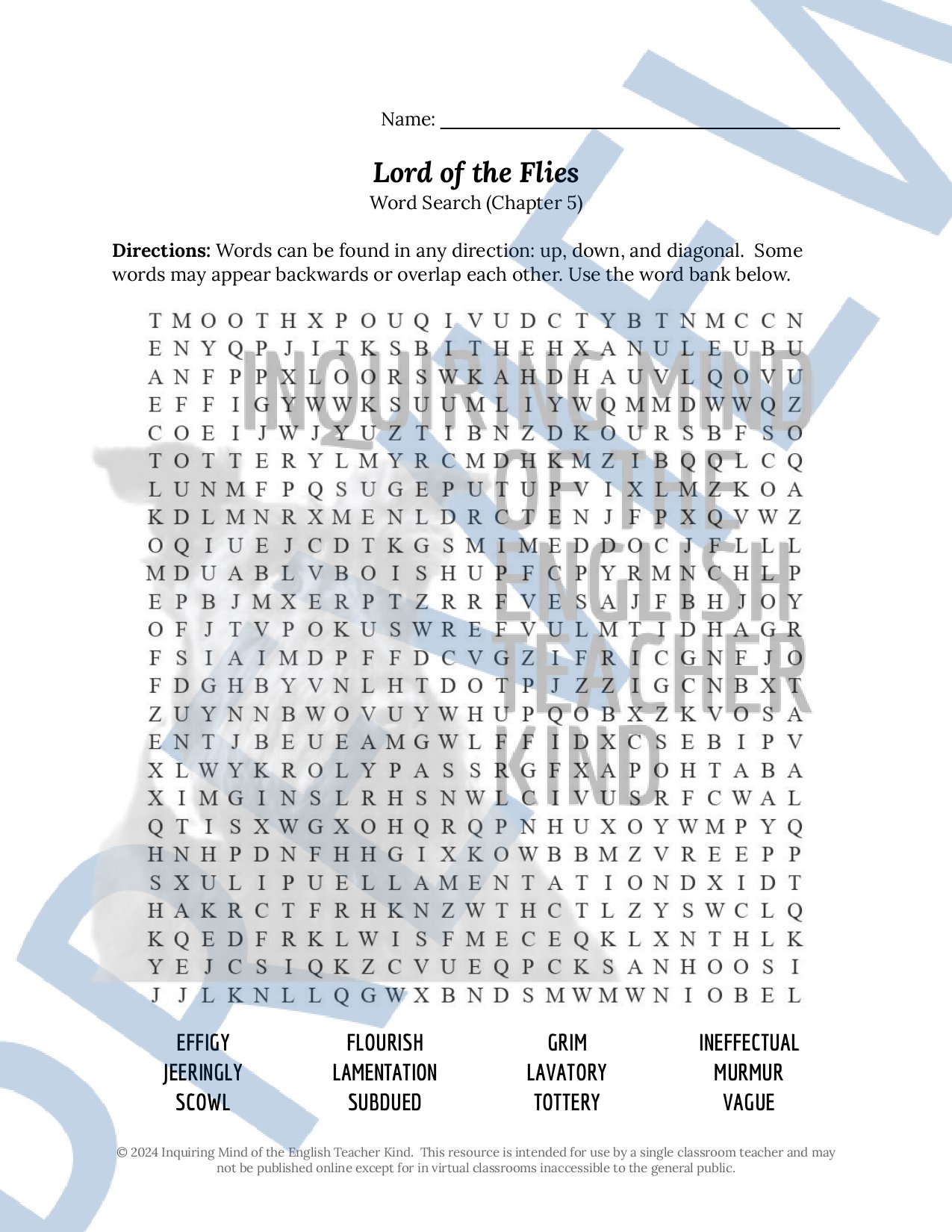 Lord of the Flies Chapter 5 Quiz, Close Reading, and Vocabulary ...