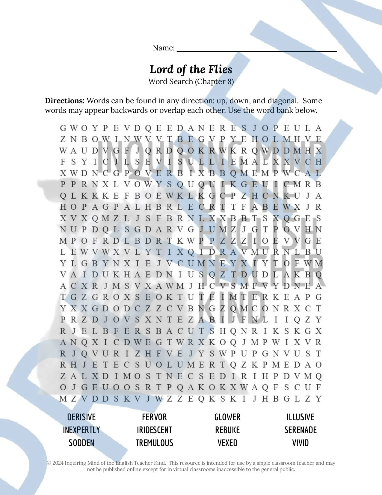 Lord of the Flies Chapter 8 Quiz, Close Reading, and Vocabulary ...