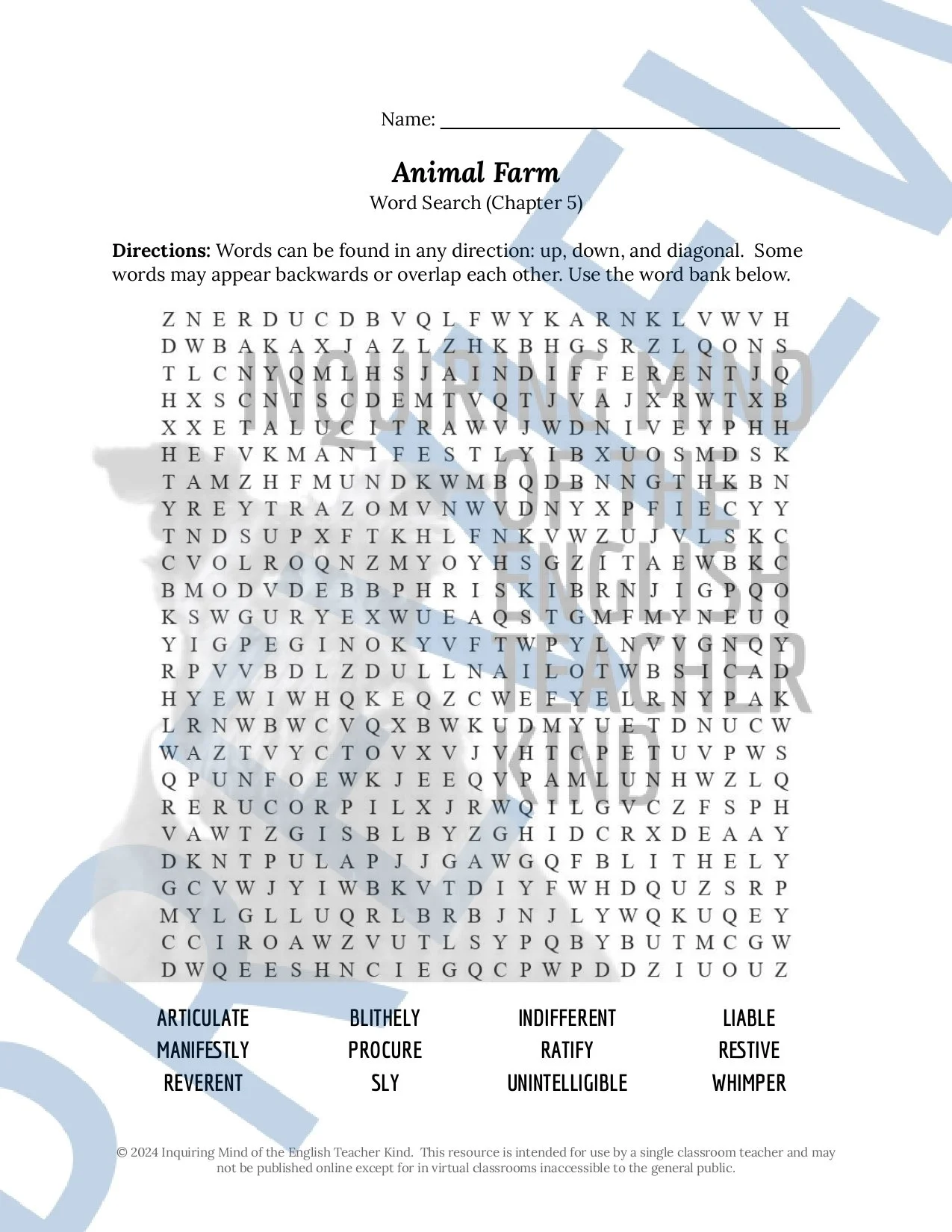 Animal Farm Chapter 5 Quiz, Close Reading Inference Worksheet, and ...
