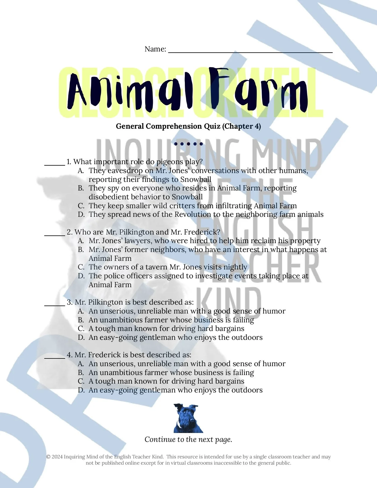 Animal Farm by George Orwell Quiz, Close Reading, and Summative Project ...