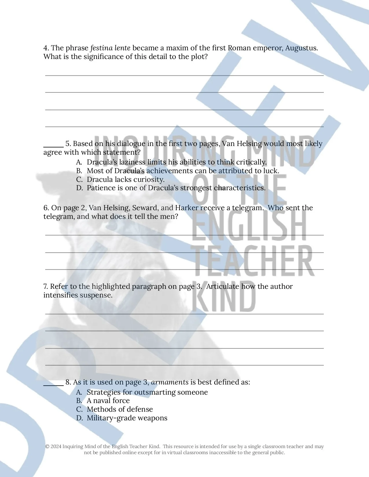 Dracula by Bram Stoker Chapters 22-24 Quiz, Close Reading Inference ...