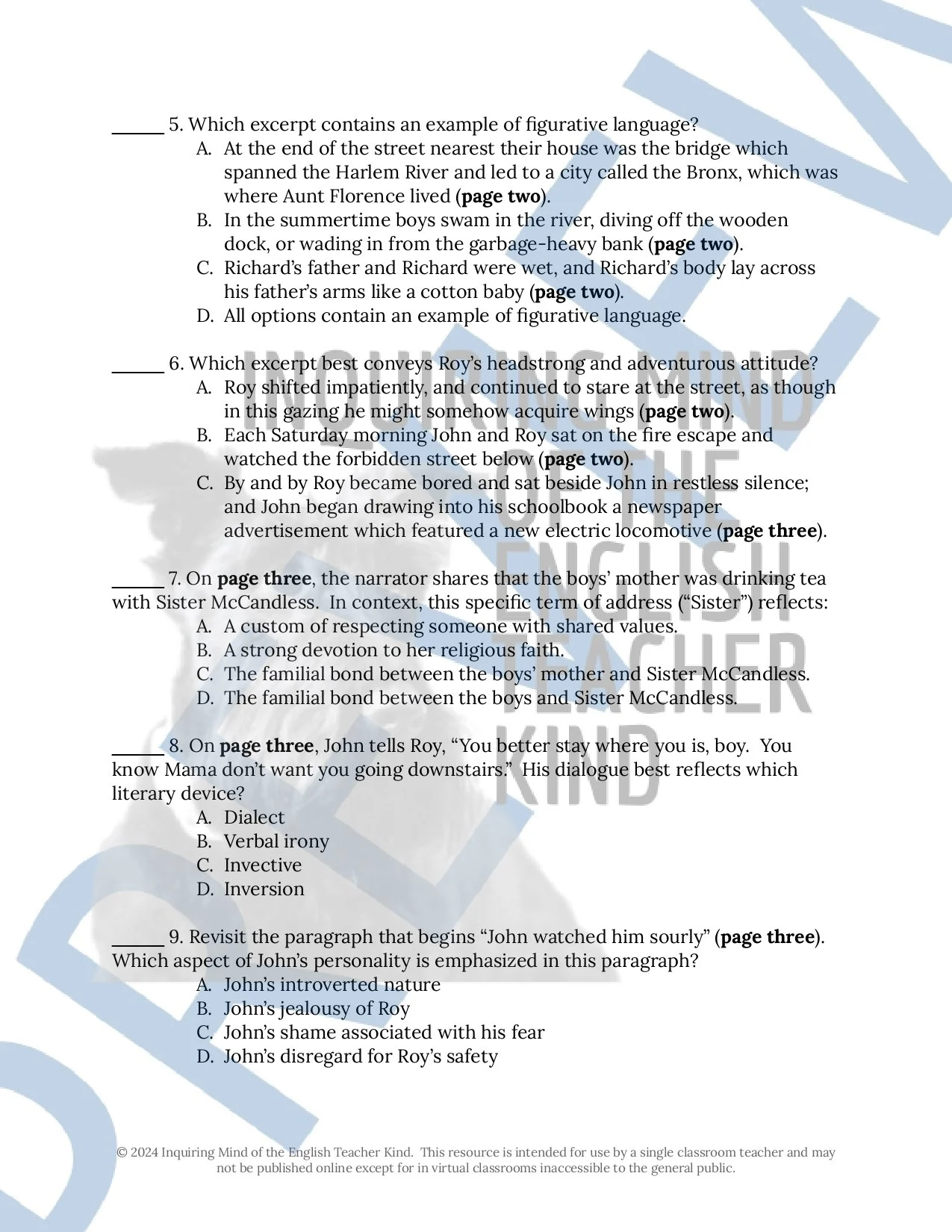 "The Rockpile" by James Baldwin Quiz, Close Reading, and Vocabulary ...
