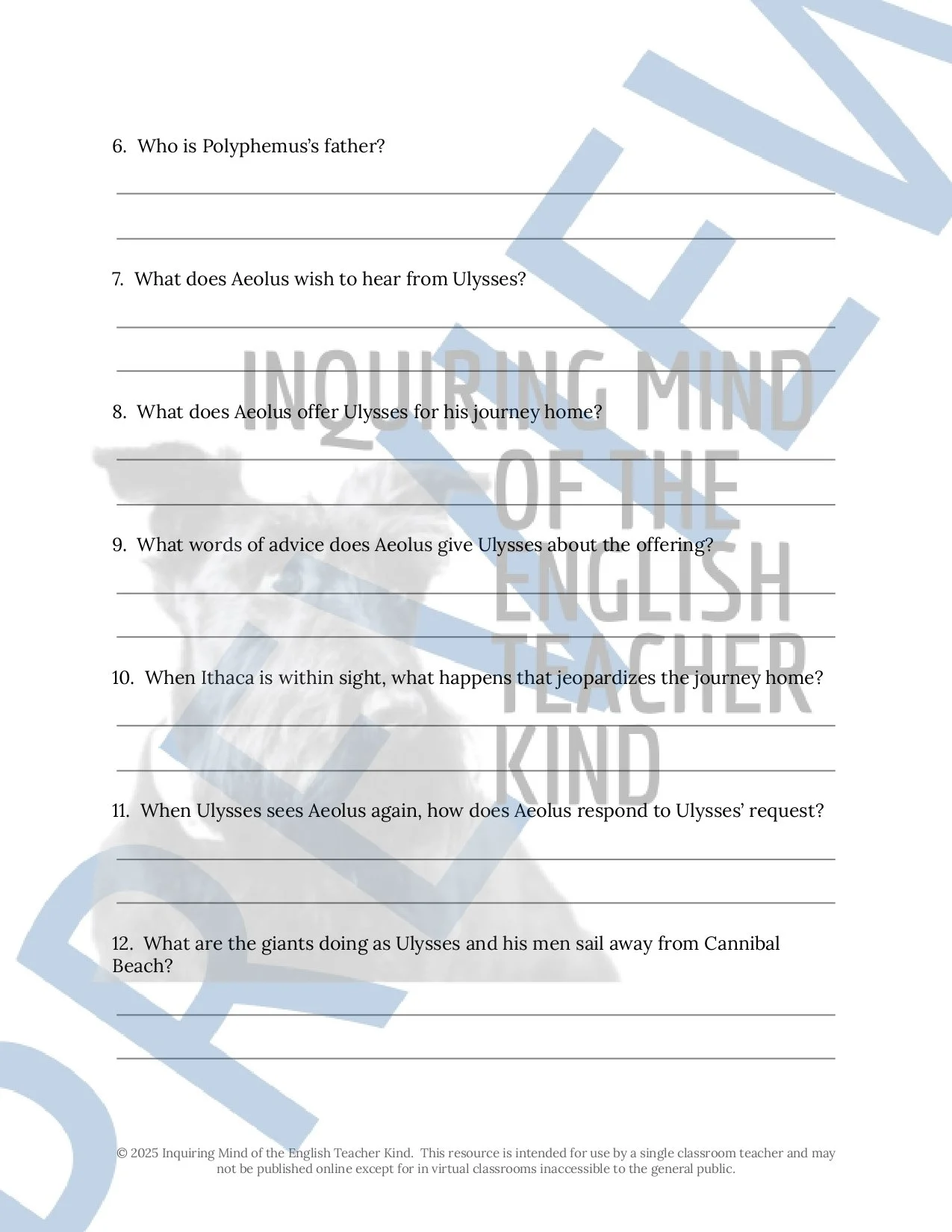 The Adventures of Ulysses Bundle of Quizzes, Close Reading Activities ...